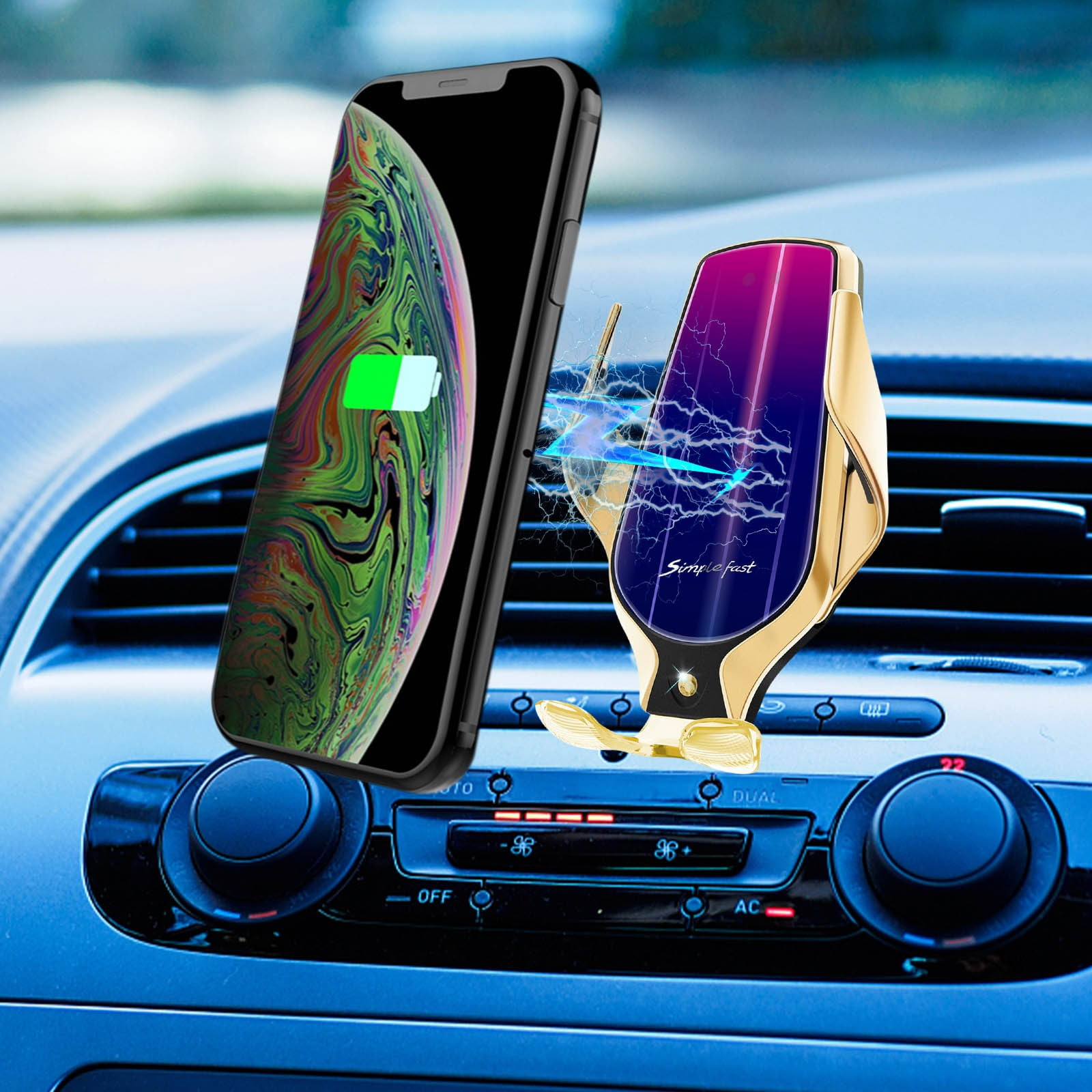 Car Phone Mount with Wireless Charging, Automatic Clamping Wireless ... Car Phone Mount with Wireless Charging, Automatic Clamping Wireless ...