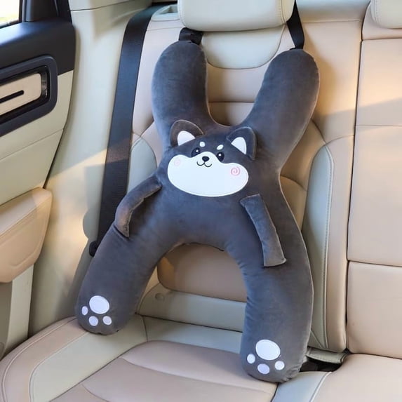 Car Pillow for Travel – Animal-Themed Car Seat Cushion with Safety Belt ...