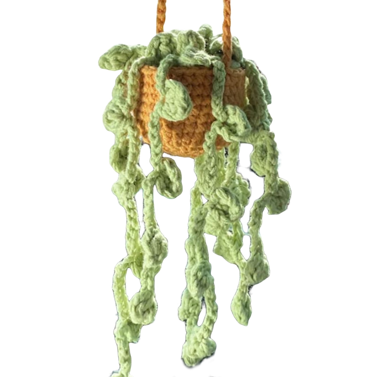 Car Plant Ornament with Lanyard Easy Hanging Cute Potted Plants Crochet ...