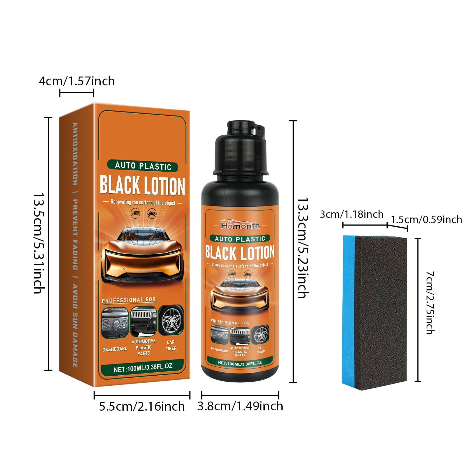 Car Plastic Restorer And Cleaner 100ml With Sponges For Interior And ...