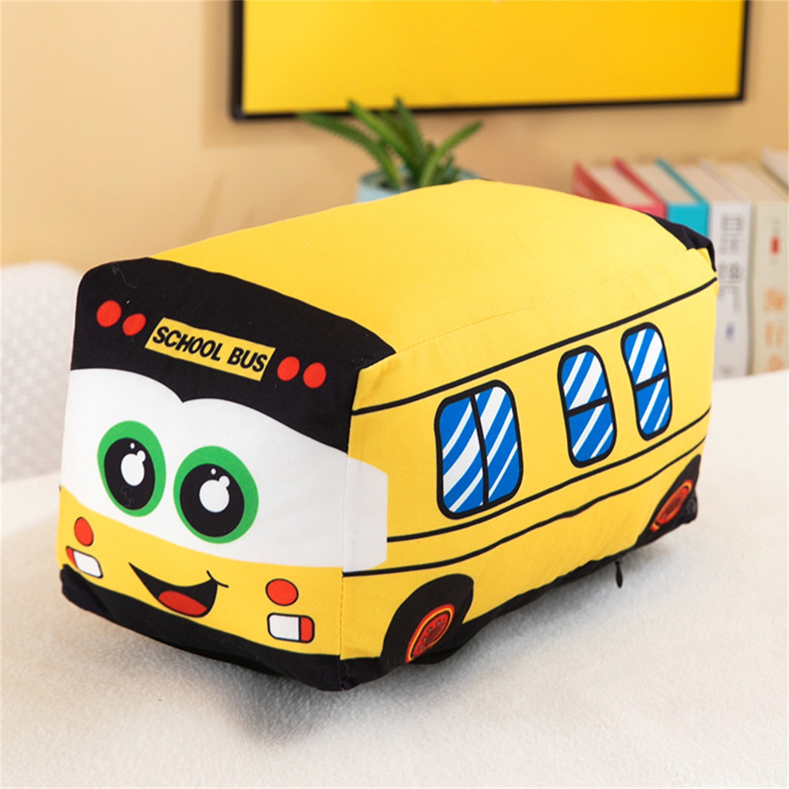 Car Plush Toy Simulation Bus Cute Cartoon Pillow Filling Car Plush ...