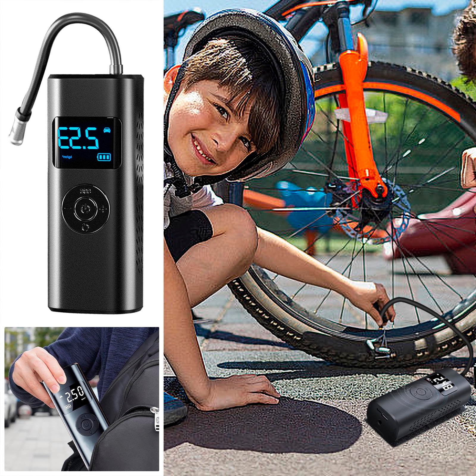 Car Portable Inflatable Pump, Universal Tire Inflator, Smart Digital ...