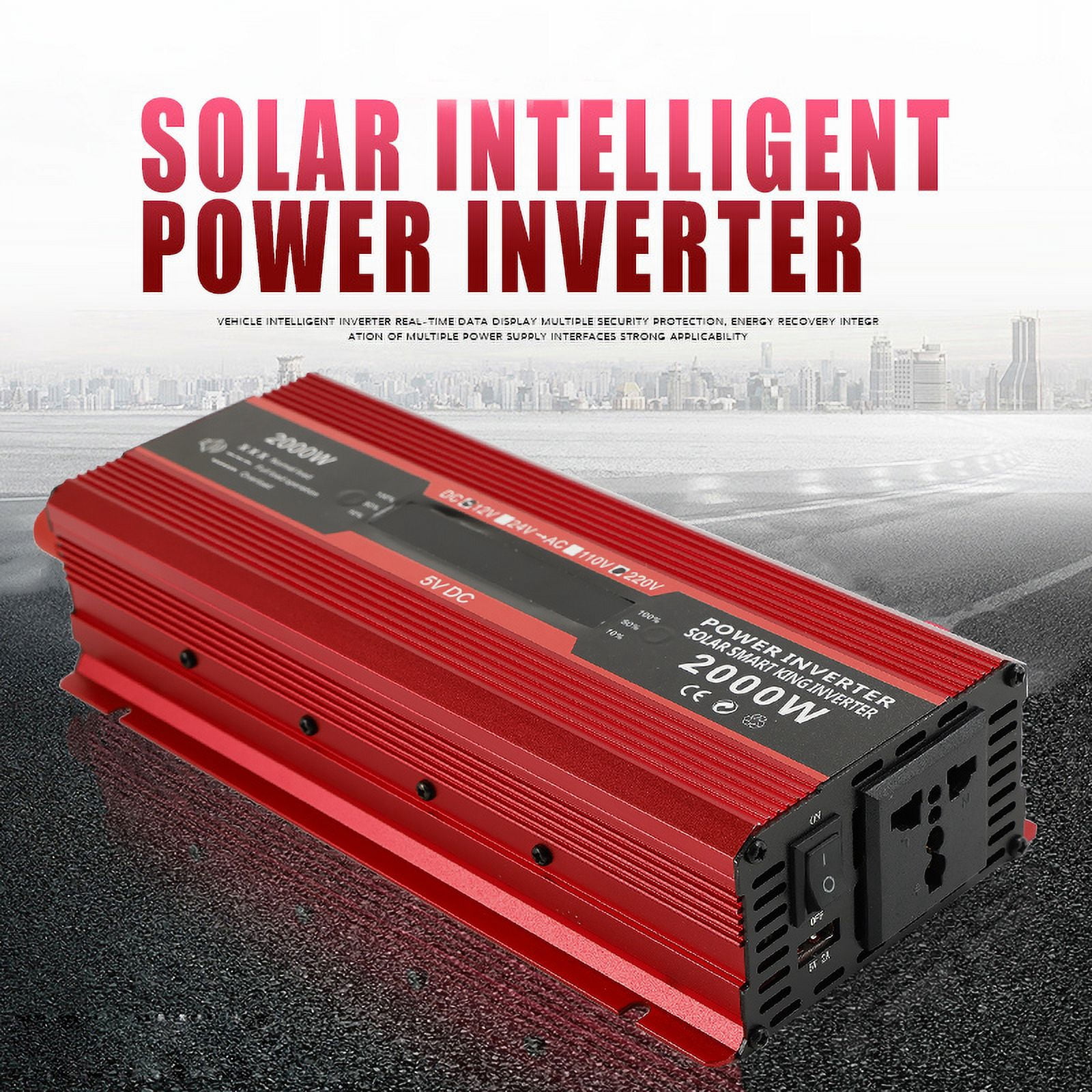 Car Power Converter Inverter DC 12V To AC 220V LCD 2000W Charger ...