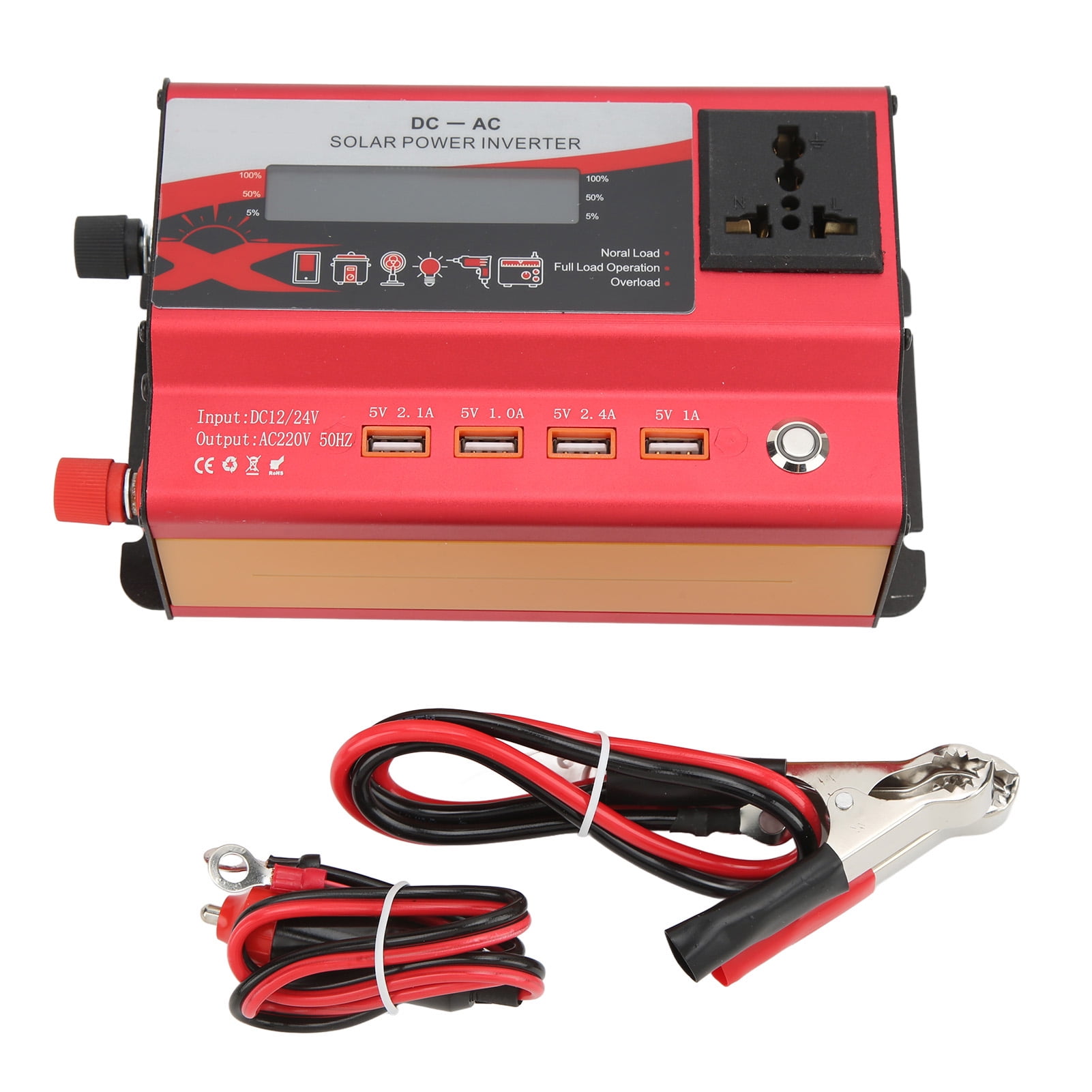 Car Power Converter Red DC 12V/24V to AC 220V 50Hz 420W Rated LCD ...