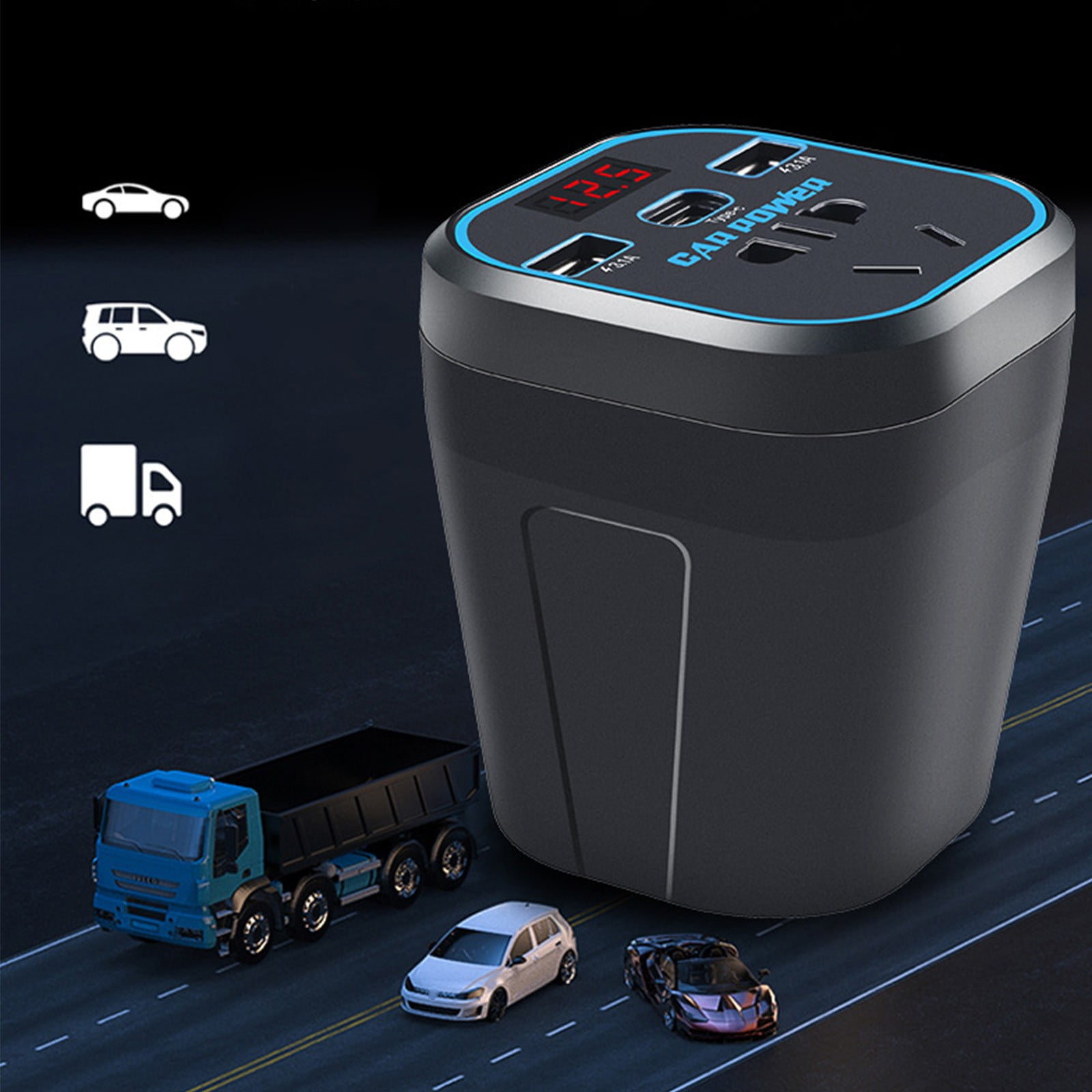 Car Power Inverter 12V/24V TO 220V Converter Type-C Multi-function ...