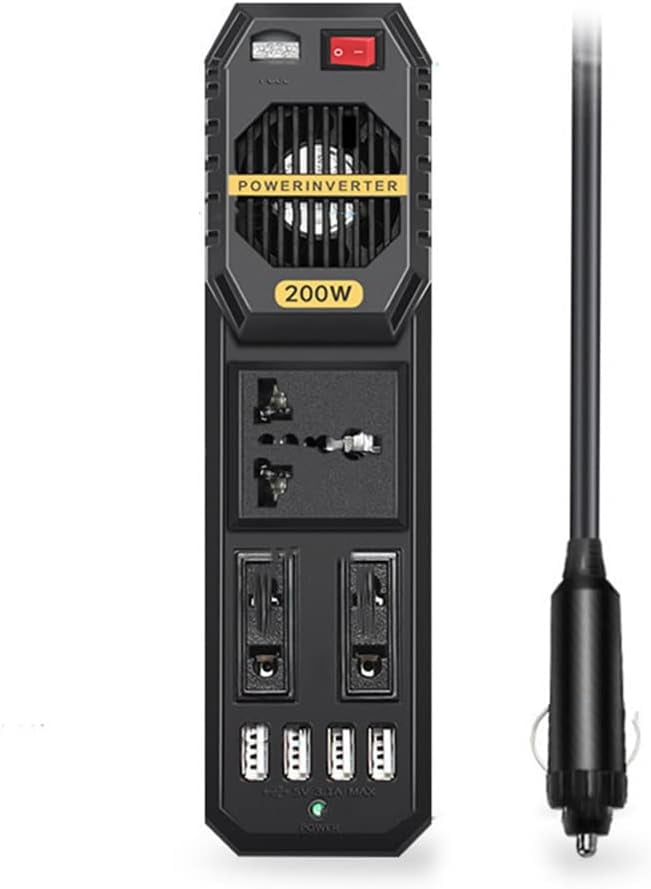 Car Power Inverter With 4 Usb Ports, Sovob Dc 12V 200W To 220V Ac ...