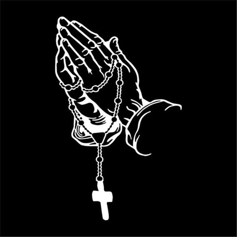 Car Praying Hands With Rosary Sticker - Walmart.com