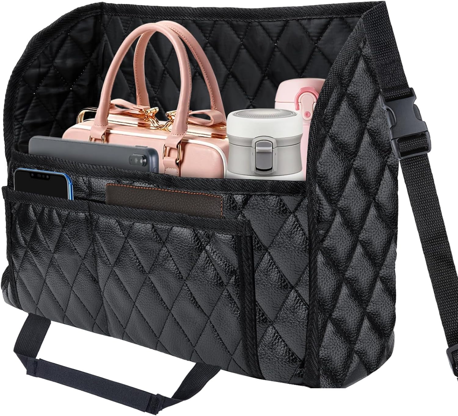 Car Purse Holder Between Seats, Leather Auto Front Seat Handbag ...