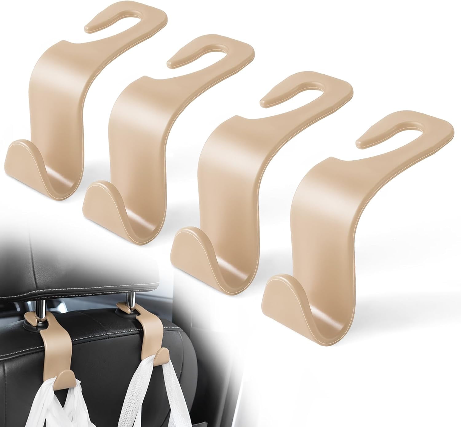 Car Purse Hook, 4 Pack Universal Auto Seat Headrest Hook Hangers ...