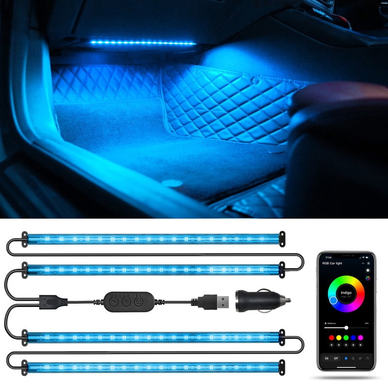 Car RGB LED Lights, Smart 48 LED Car Interior Light, Under Dash Car ...