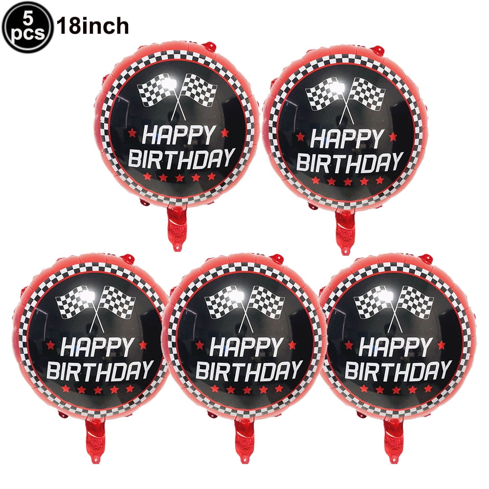 Car Race Balloons Traffic Cones Black White Checkered Flags Racing ...