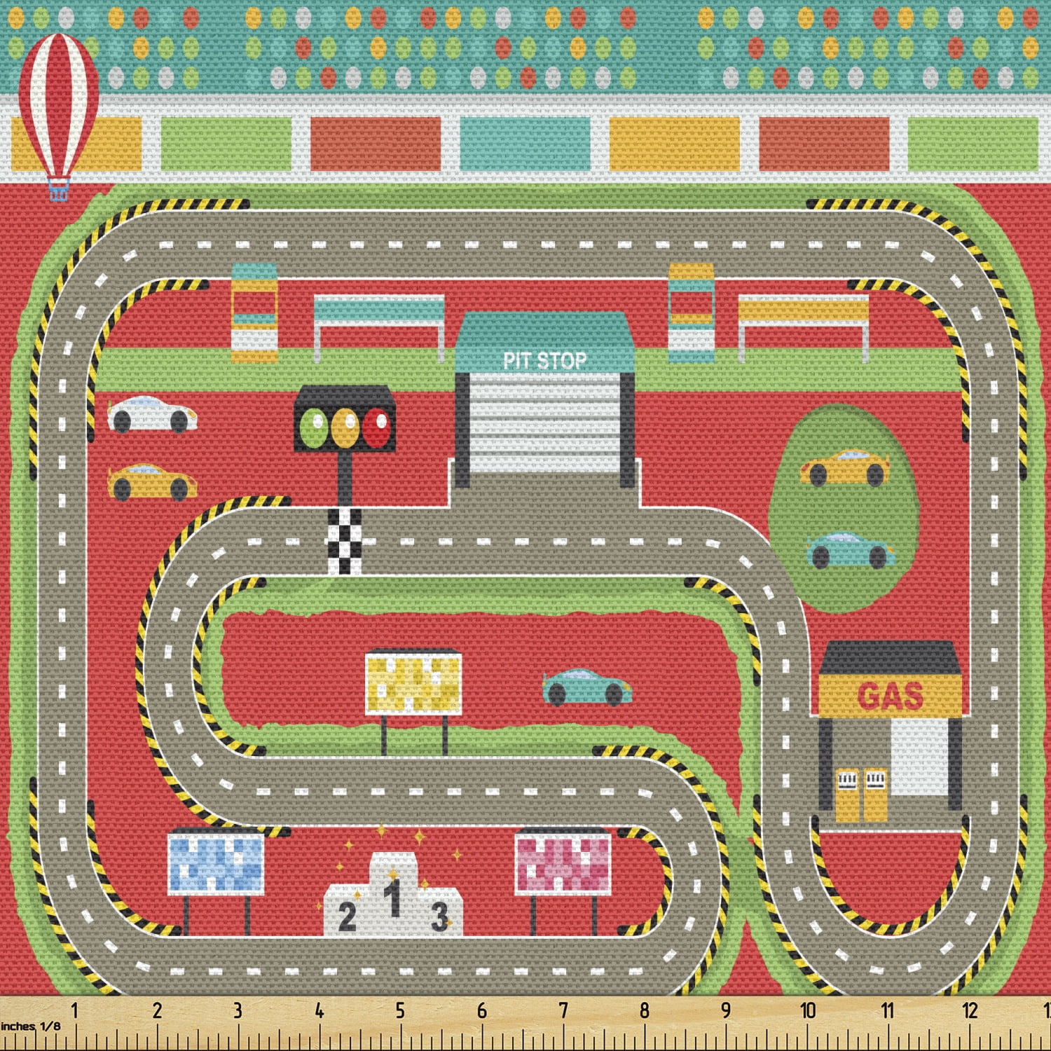 Ambesonne Car Race Track Fabric by the Yard Upholstery, Car Design, 2 ...