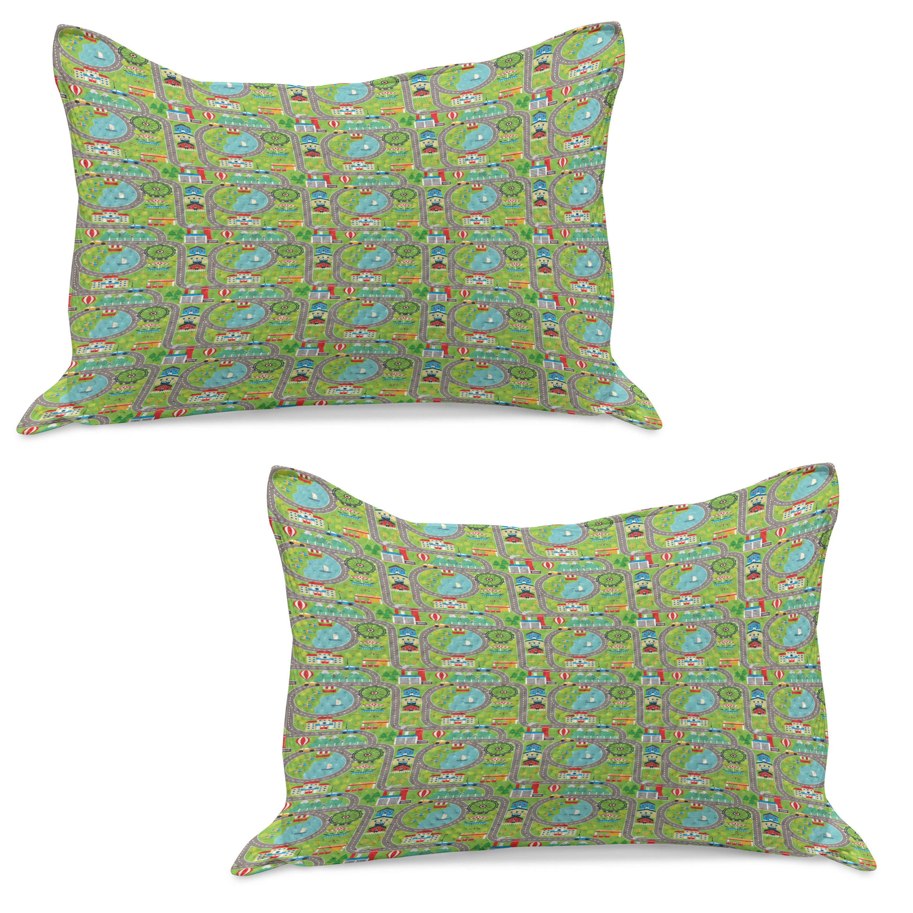 Car Race Track Knitted Quilt Pillowcover Set of 2, Cartoon Design ...
