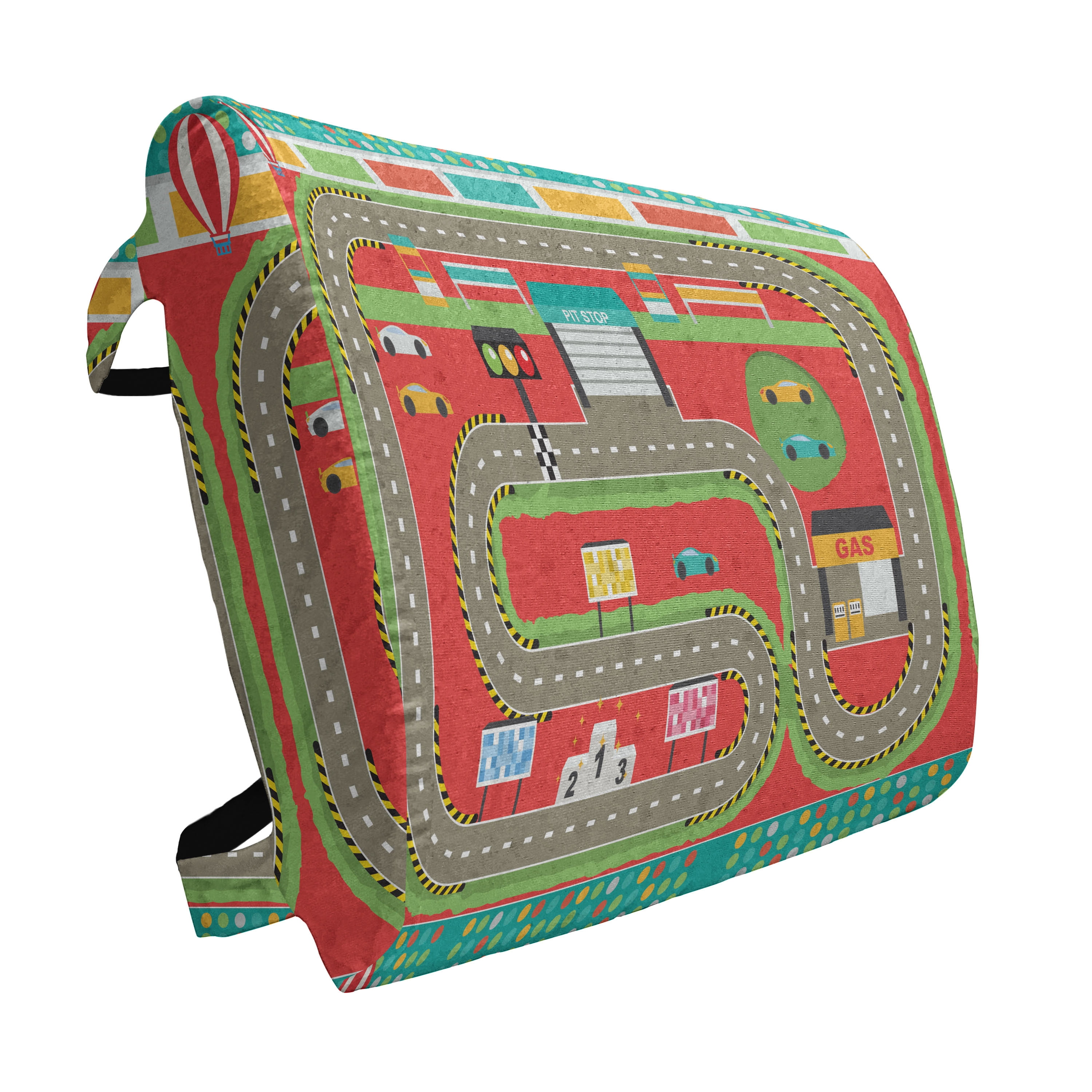 Car Race Track Lumbar Pillow, Roadway Activity Car Racing Competition ...