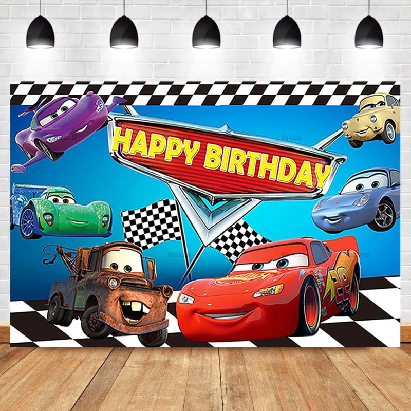 Car Racing Birthday 5x3ft Backdrop Racing Car Story Black White Grid ...