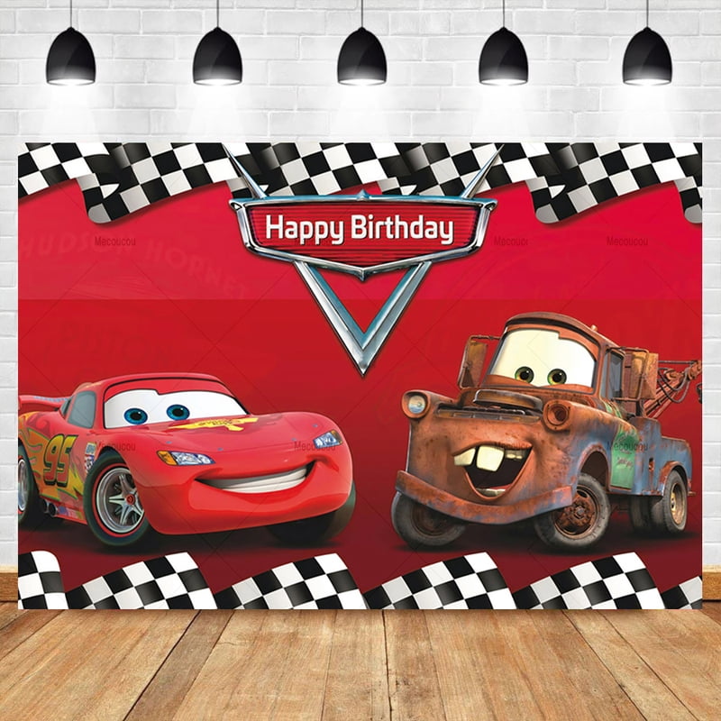 Car Racing Birthday 6x4ft Backdrop Racing Car Story Black White Grid ...
