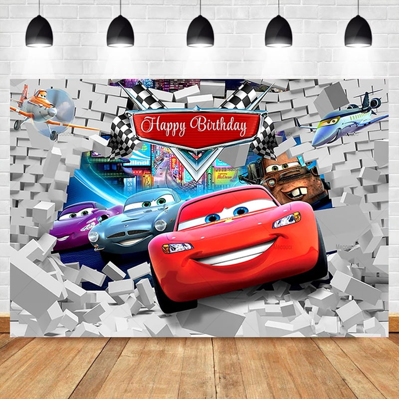 Car Racing Birthday 6x4ft Backdrop Racing Car Story Black White Grid ...