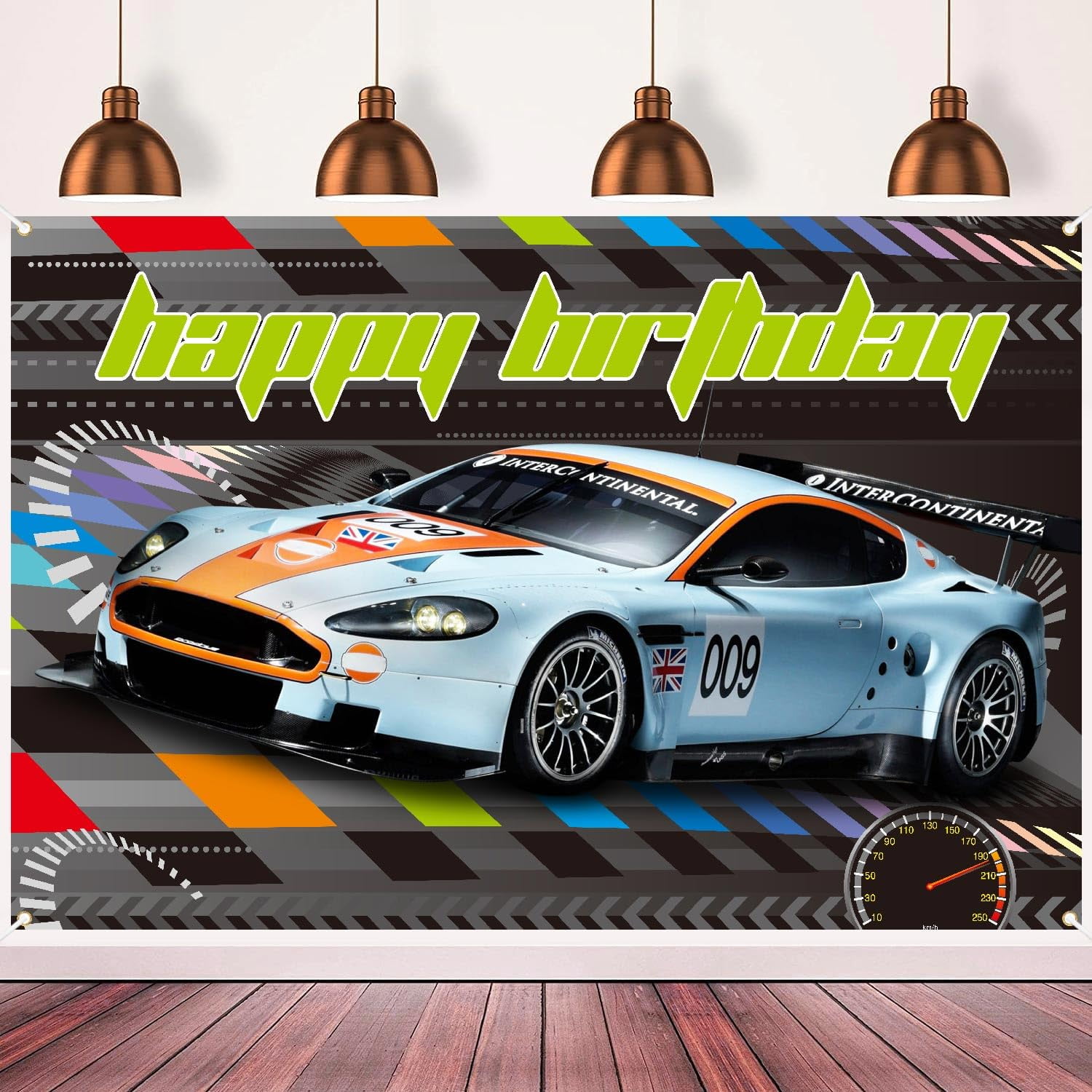 Car Racing Happy Birthday Backdrop Banner Race Car Competition Theme ...