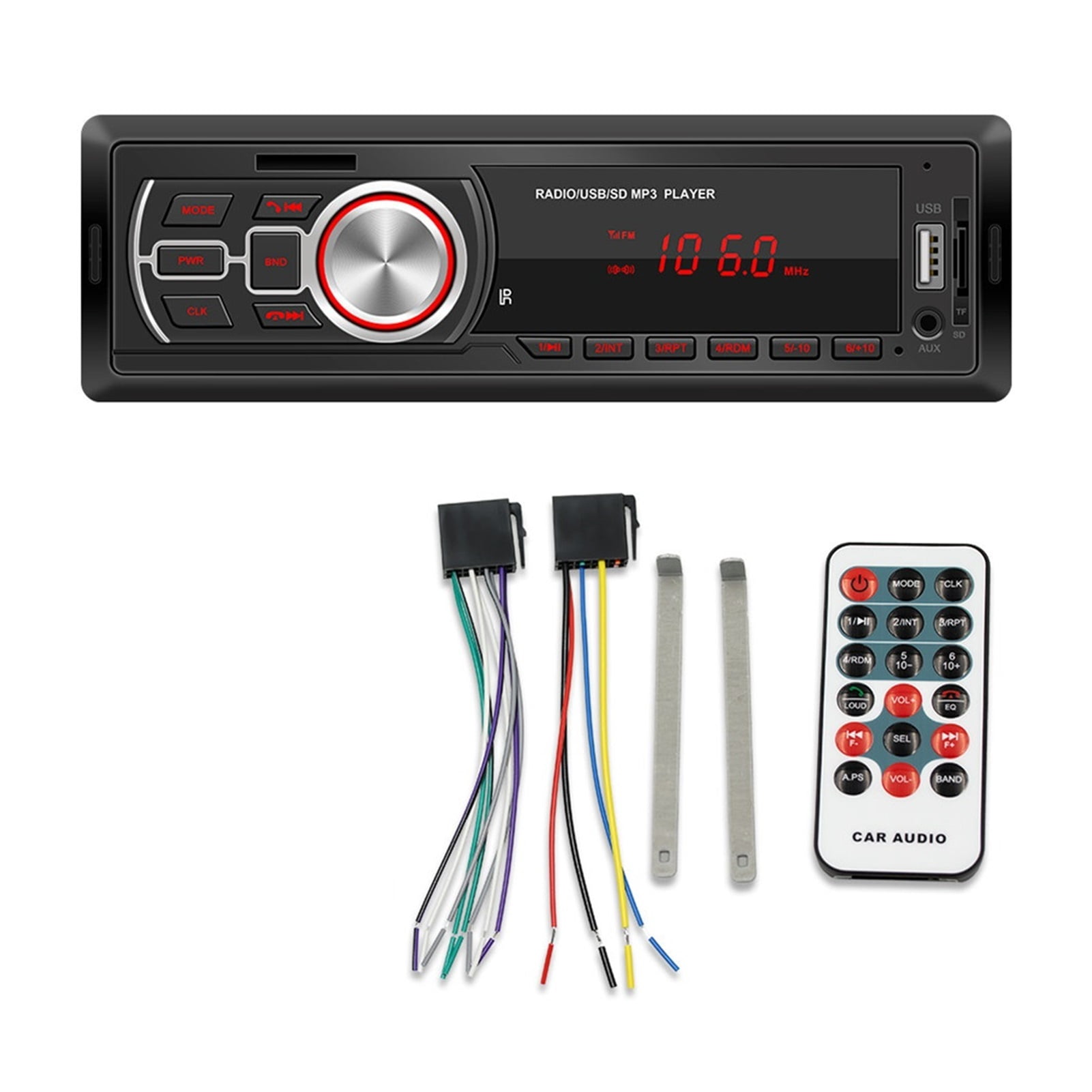 Car Radio 1 DIN Bluetooth-compatible AUX-in TF Card U Disk Auto Stereo ...
