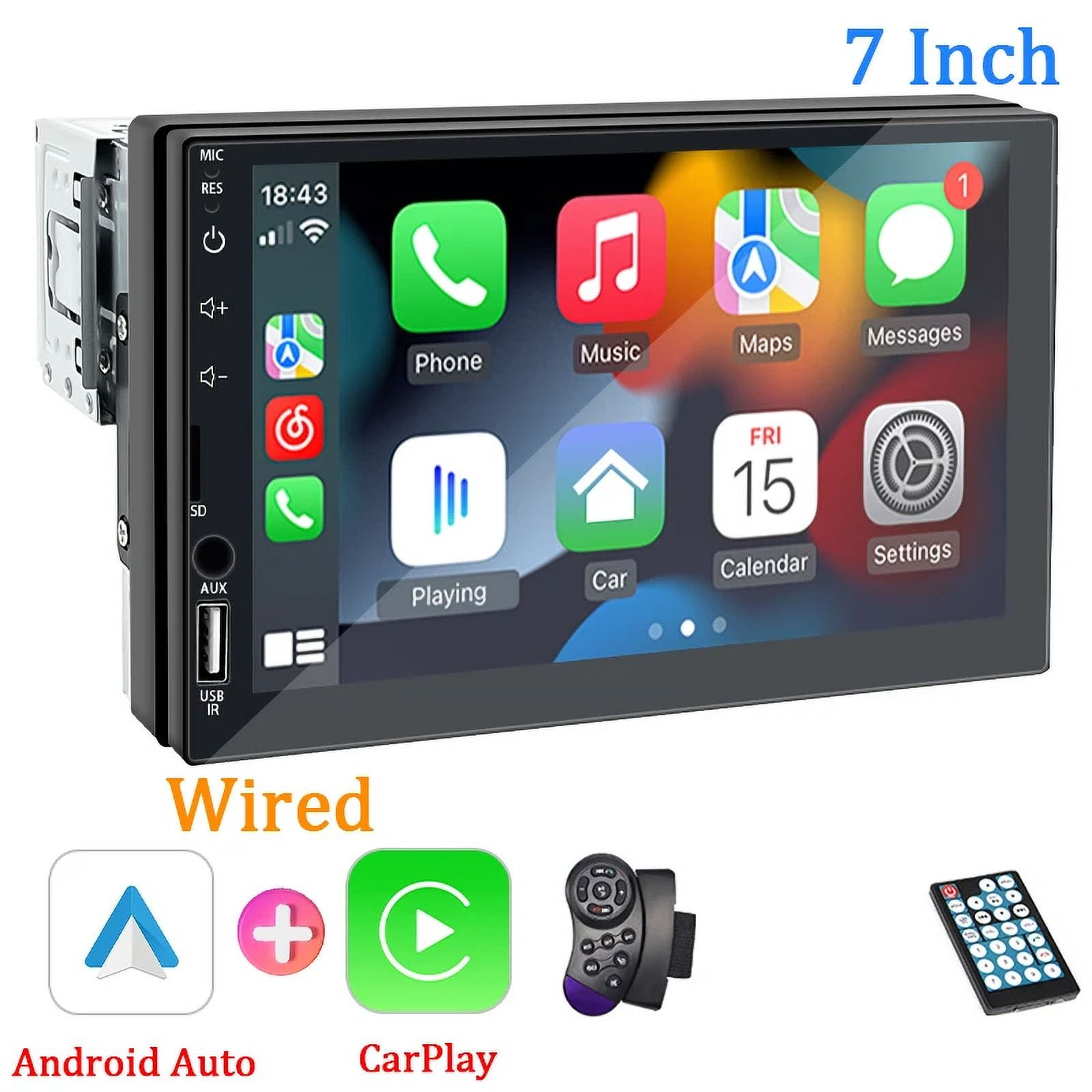 Car Radio 1 Din Carplay Android Auto Multimedia Player HD 7'' Touch ...
