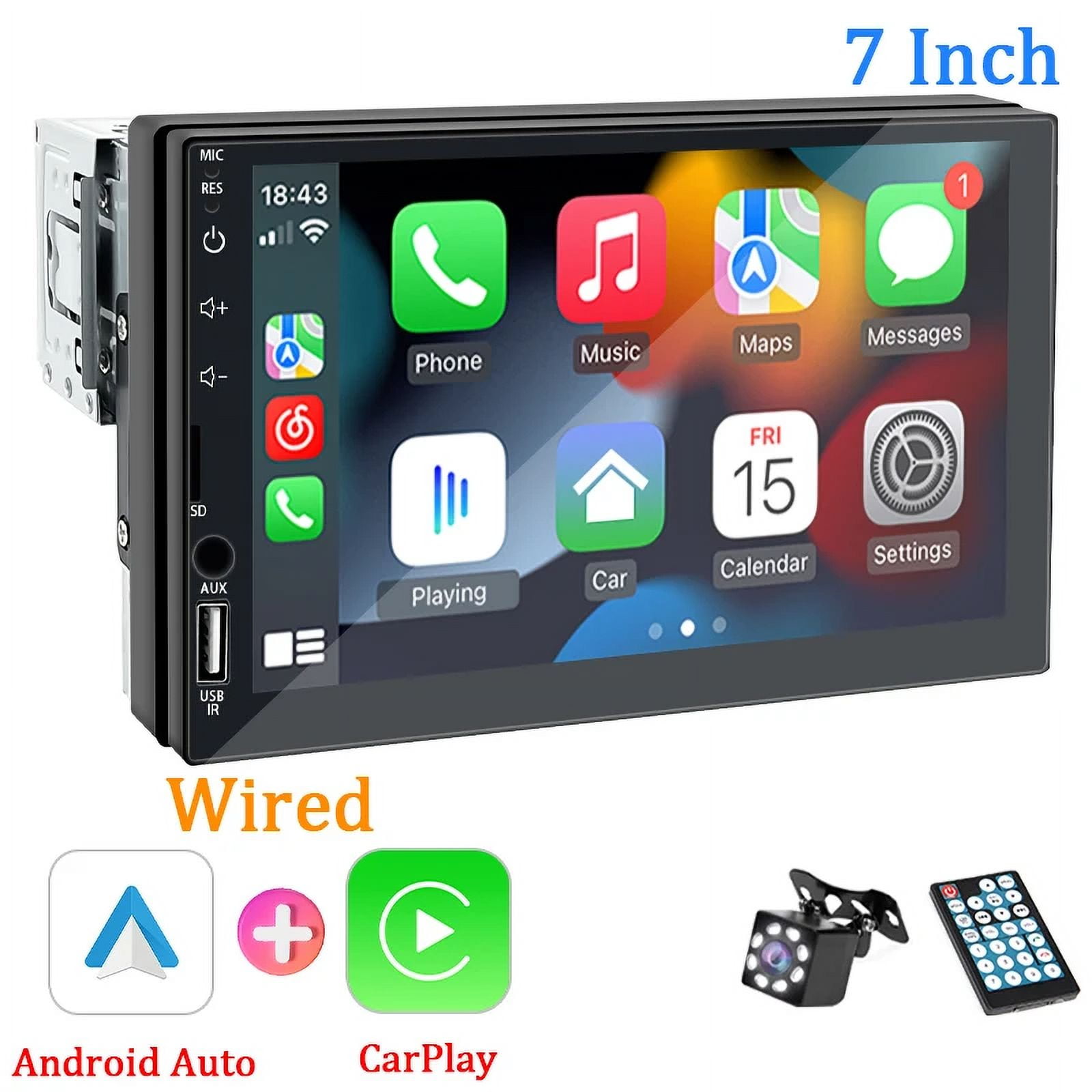 Car Radio 1 Din Carplay Android Auto Multimedia Player HD 7'' Touch ...