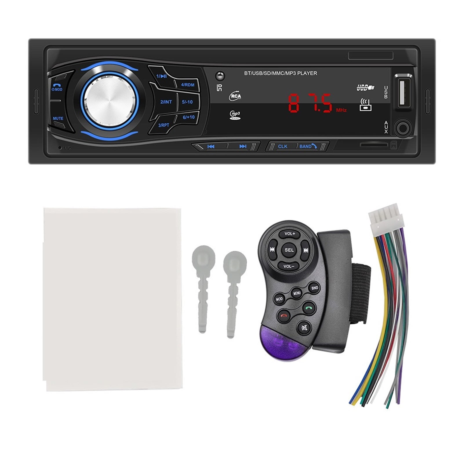 Car Radio 1 din Bluetooth Car MP3 Player Remote Control Car Stereo FM ...