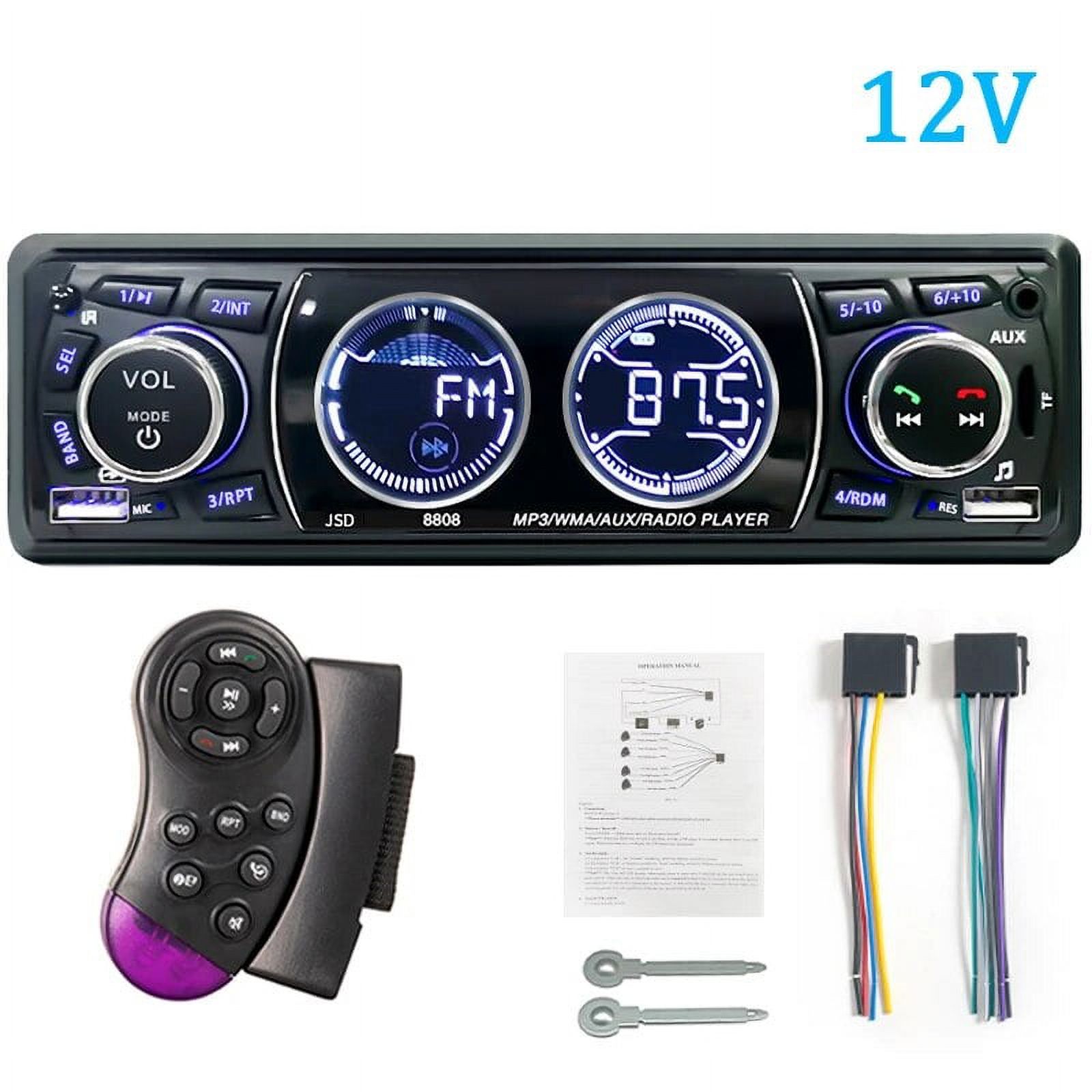 Car Radio 1din Audio Bluetooth Stereo MP3 Player FM Receiver 60Wx4 ...