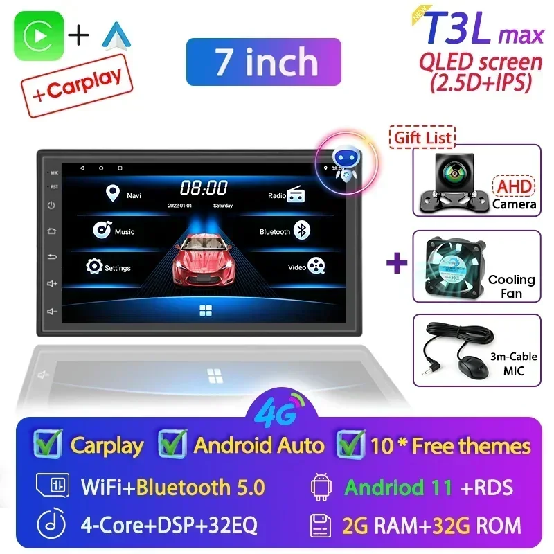 Car Radio 2 Din Android 12 Auto Carplay Universal 7" 9" Multimedia Player for Nissan Honda ...