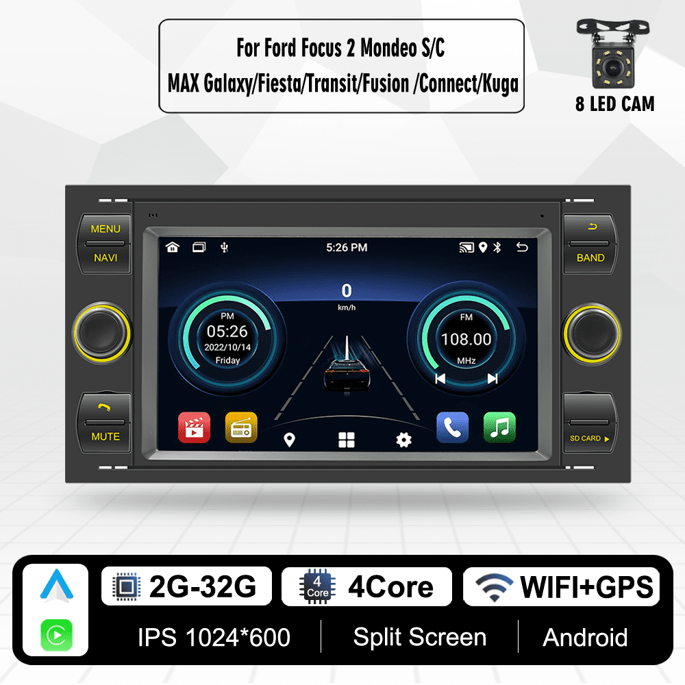 Car Radio 2Din Android for Ford Focus 2 Mondeo S C Max Kuga Fiesta ...