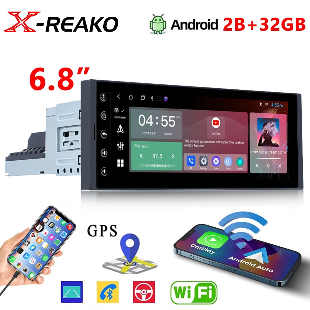 Car Radio 6.8 Inch Carplay Android Auto 1 Din Multimedia Player HD ...