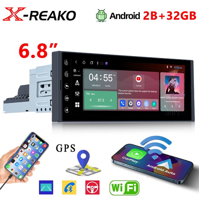 Car Radio 6.8 Inch Carplay Android Auto 1 Din Multimedia Player HD ...