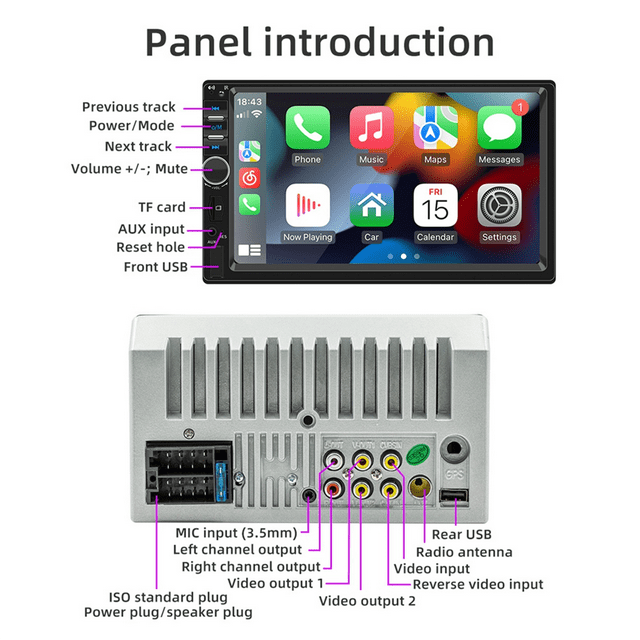 Car Radio 7Inch HD Touch Screen Autoradio CarPlay Android Auto ...