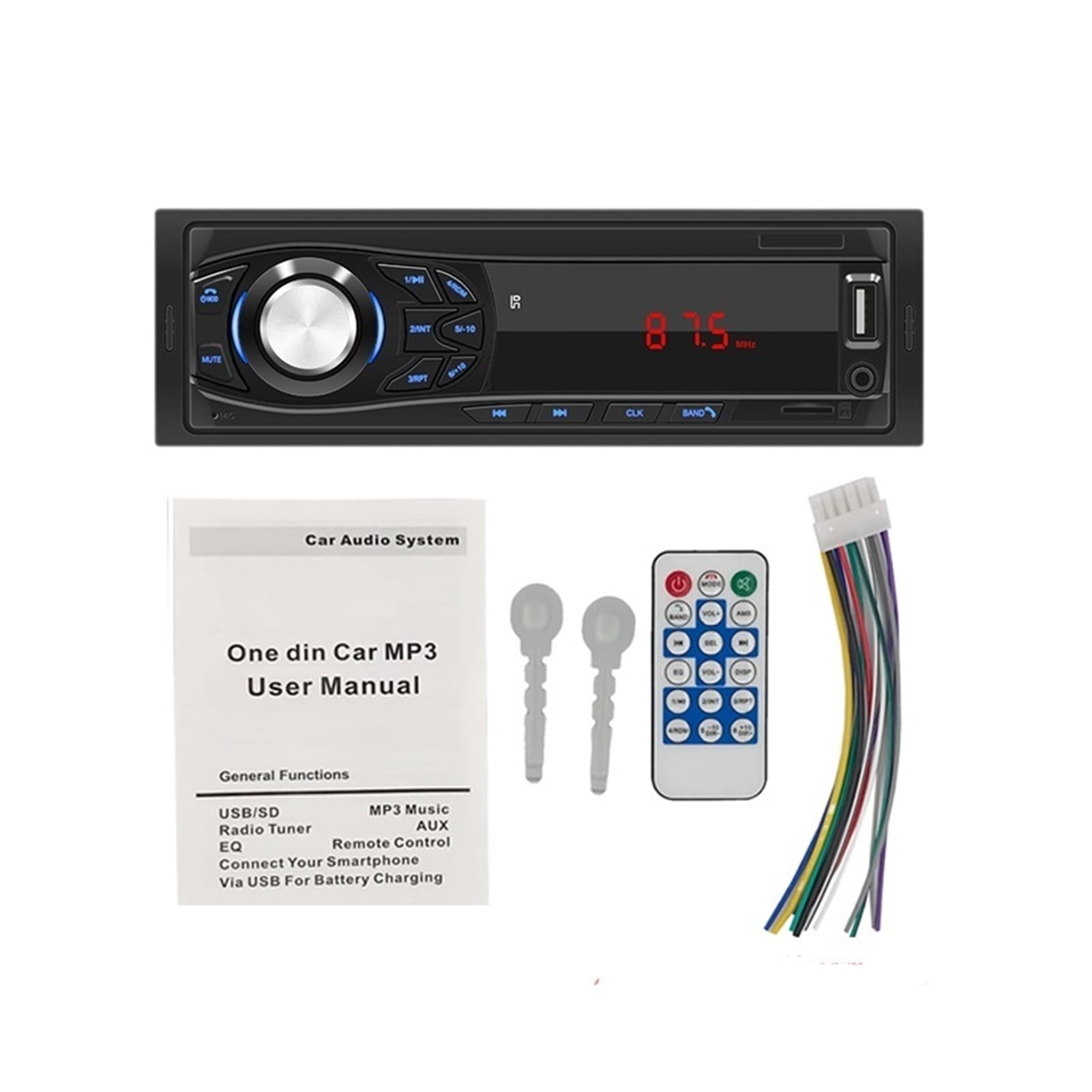 Car Radio Bluetooth Wireless Handsfree MP3 Multimedia Player AUX USB FM ...