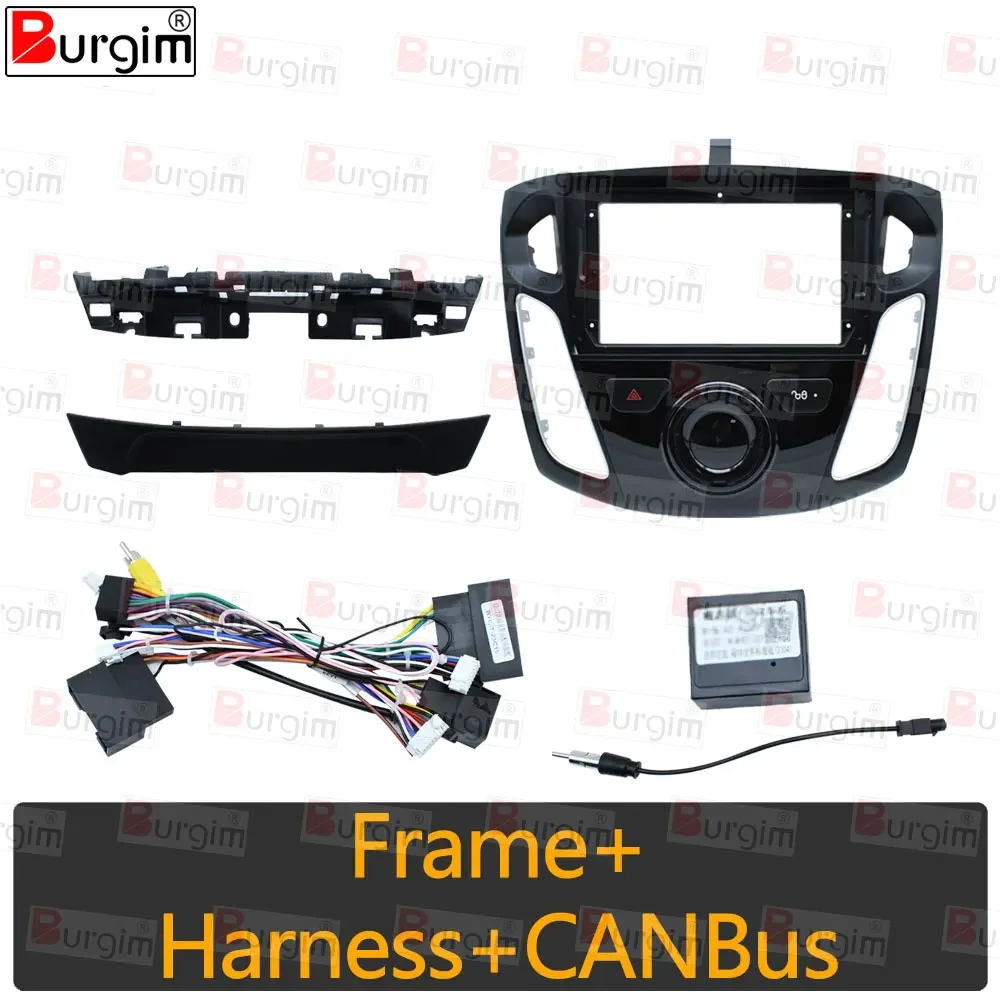 Car Radio Fascias Frame For Ford Focus MK3 2011-2019 9 inch 2DIN Stereo Panel Wiring Harness ...