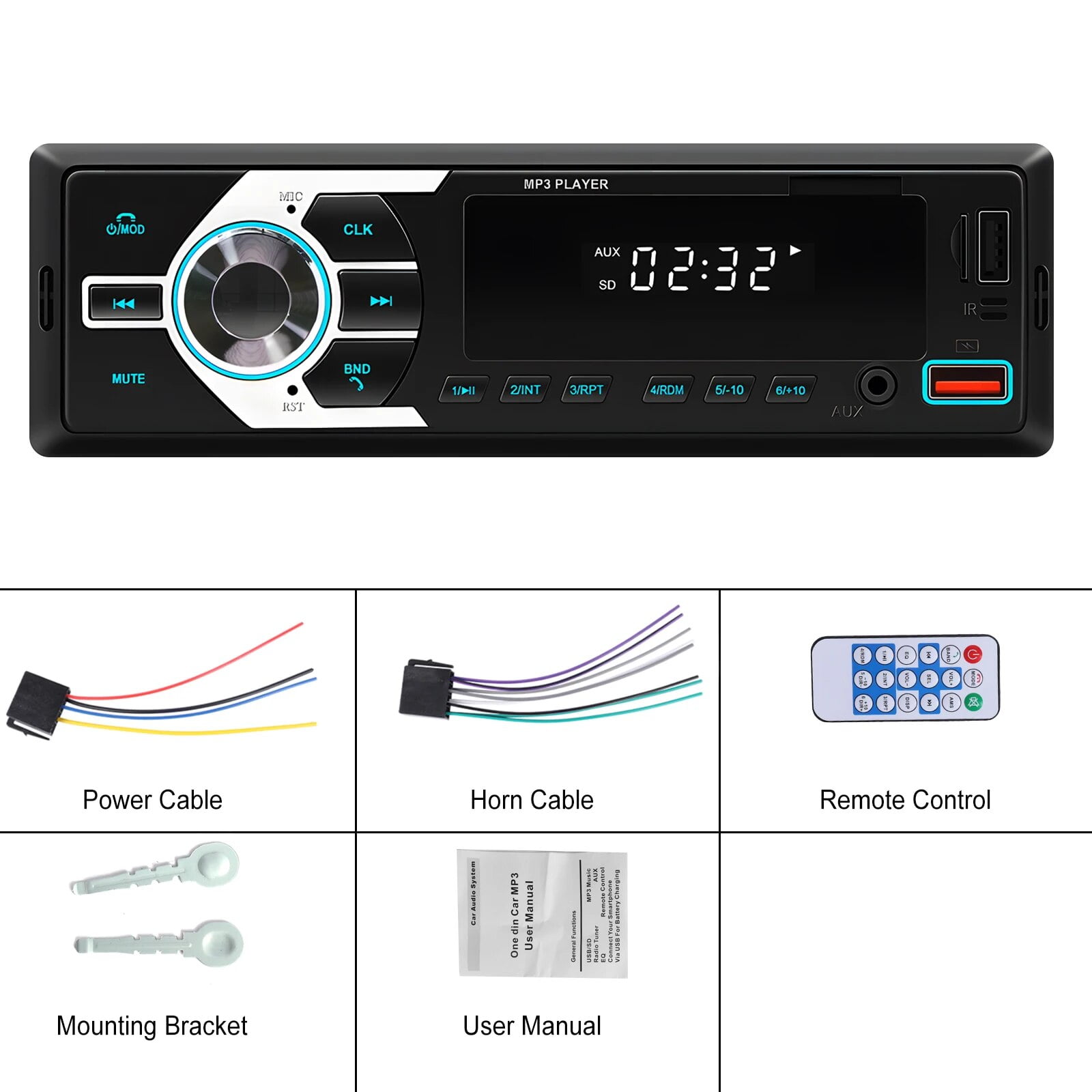 Car Radio Stereo Digital Bluetooth FM Audio Music MP3 Player USB SD AUX ...