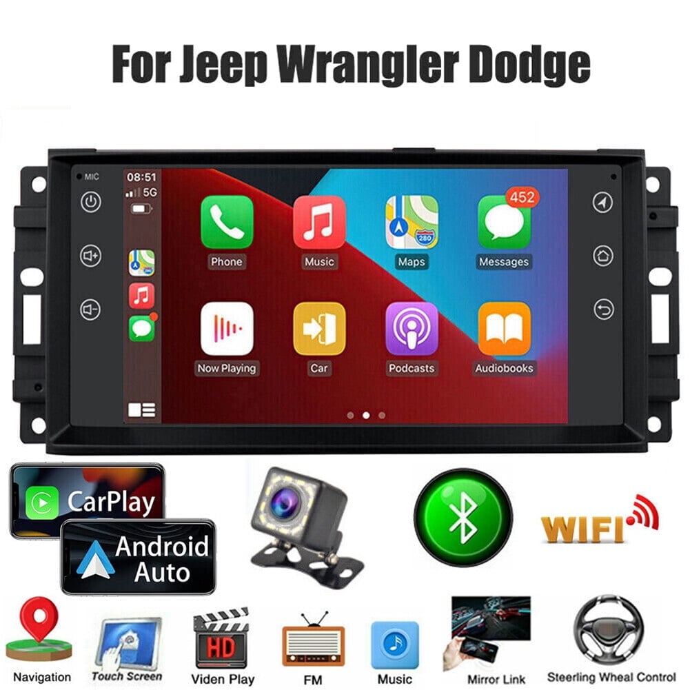 Car Radio Stereo for Jeep Wrangler Dodge, Carplay Andriod Auto GSP ...