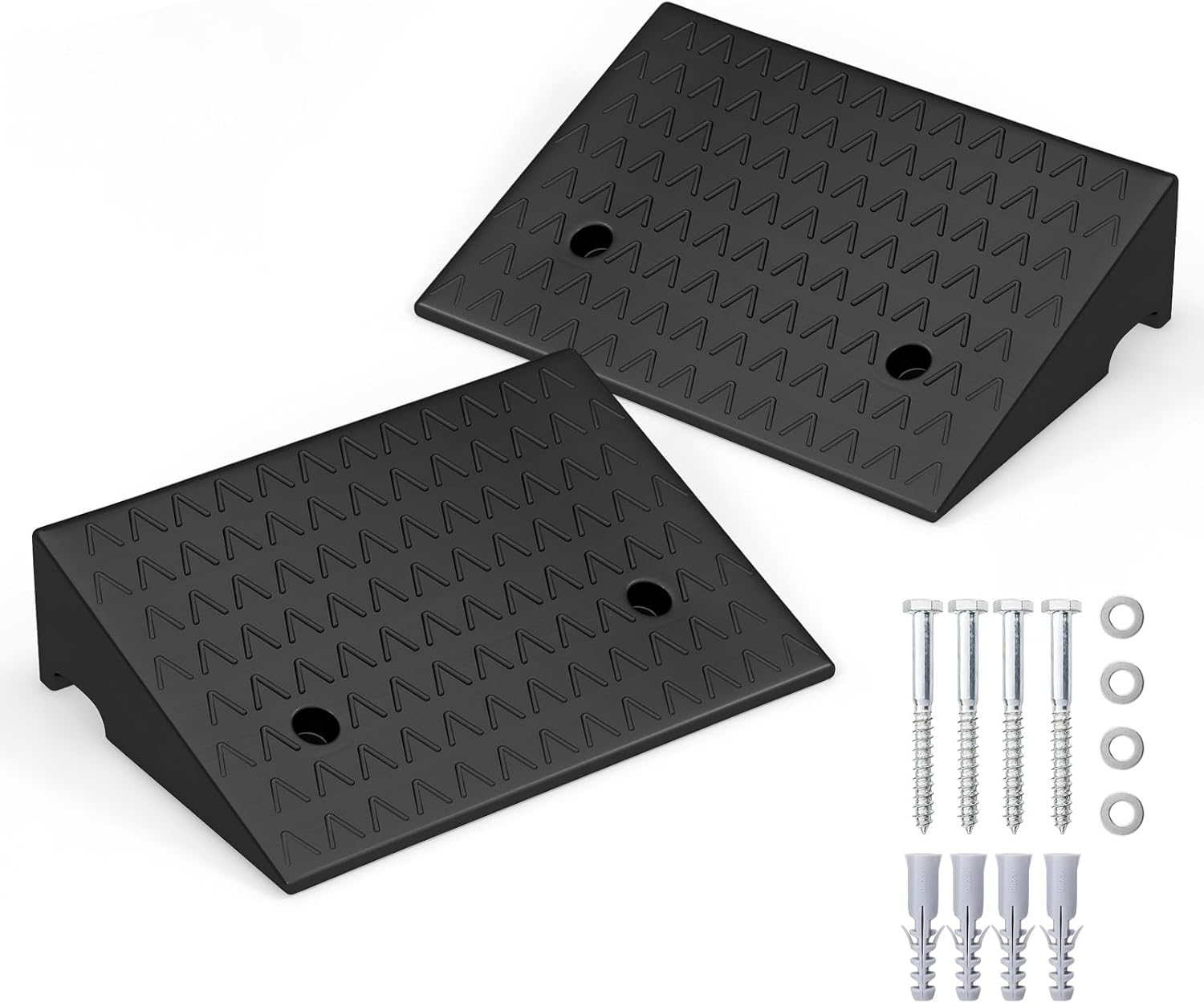 Car Ramps, 2 PCs Rubber Curb Ramps for Driveway, 5" Threshold Ramp Set ...