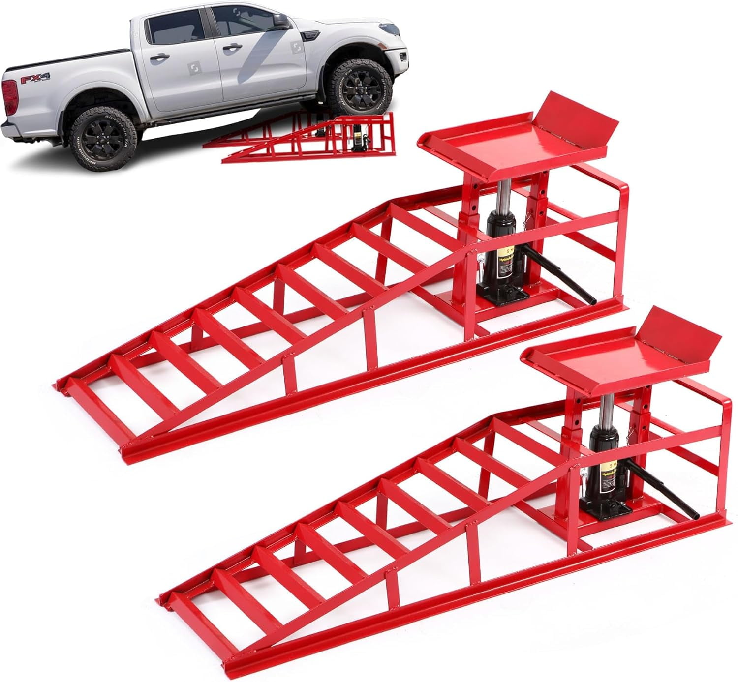 Car Ramps 2 Pack Heavy Duty Steel Hydraulic High Lift Service Vehicle ...