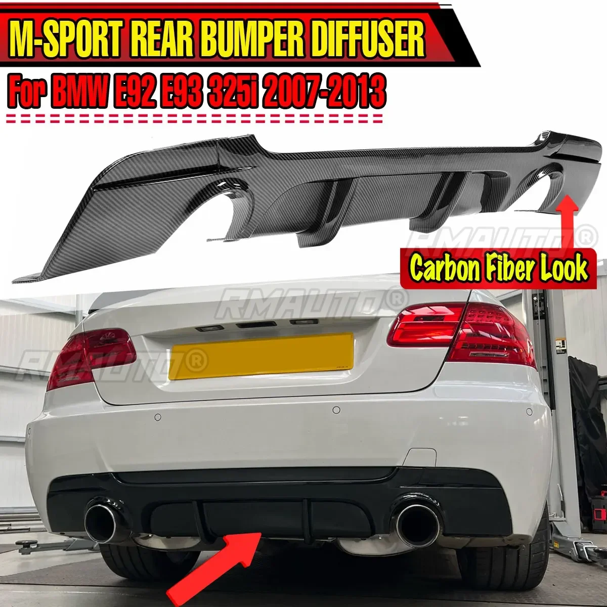 Car Rear Bumper Diffuser Lip Spoiler For BMW E92 E93 325i M Sport 2007 ...