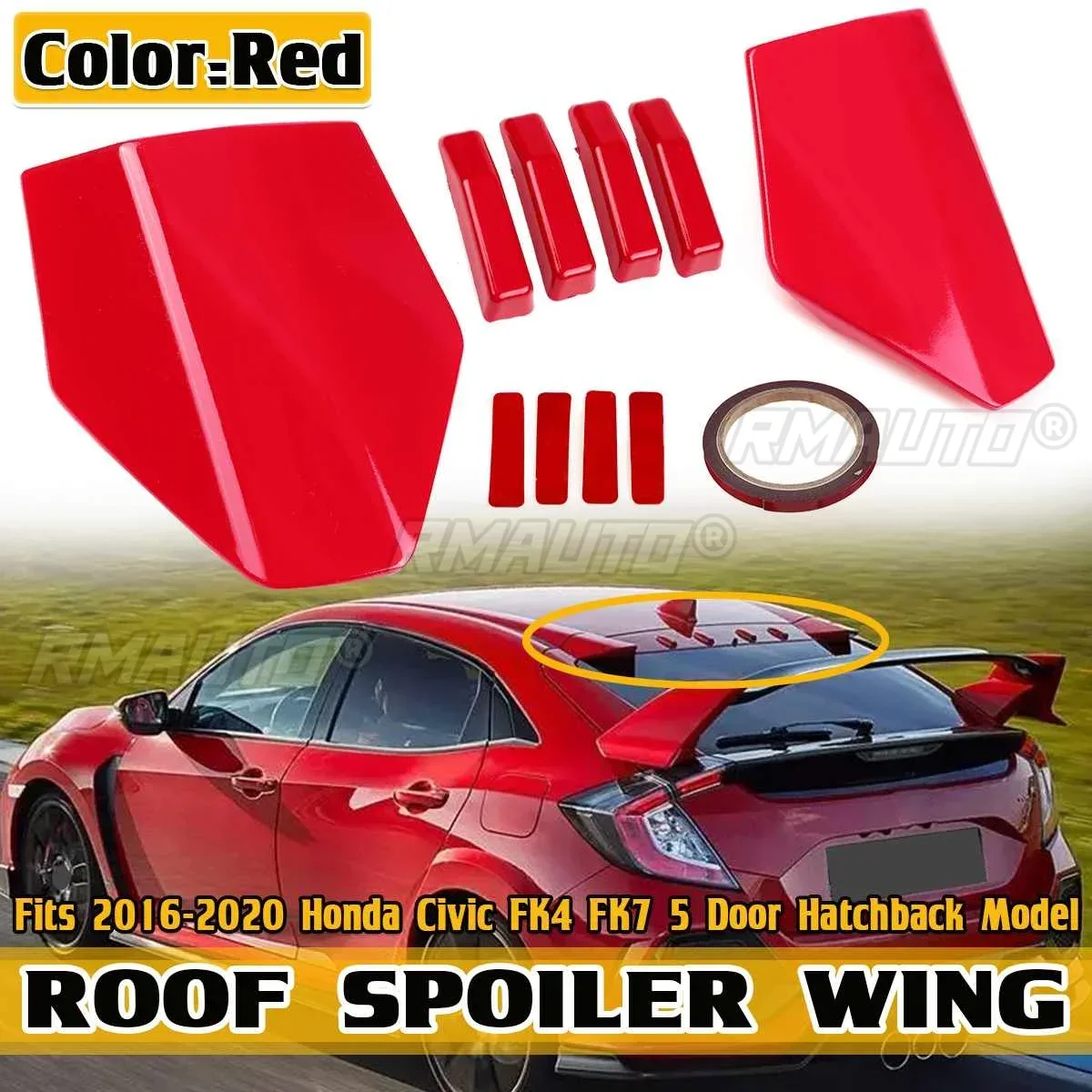 Car Rear Roof Spoiler Wing Spoiler For Honda For Civic FK4 FK7 5 Door ...