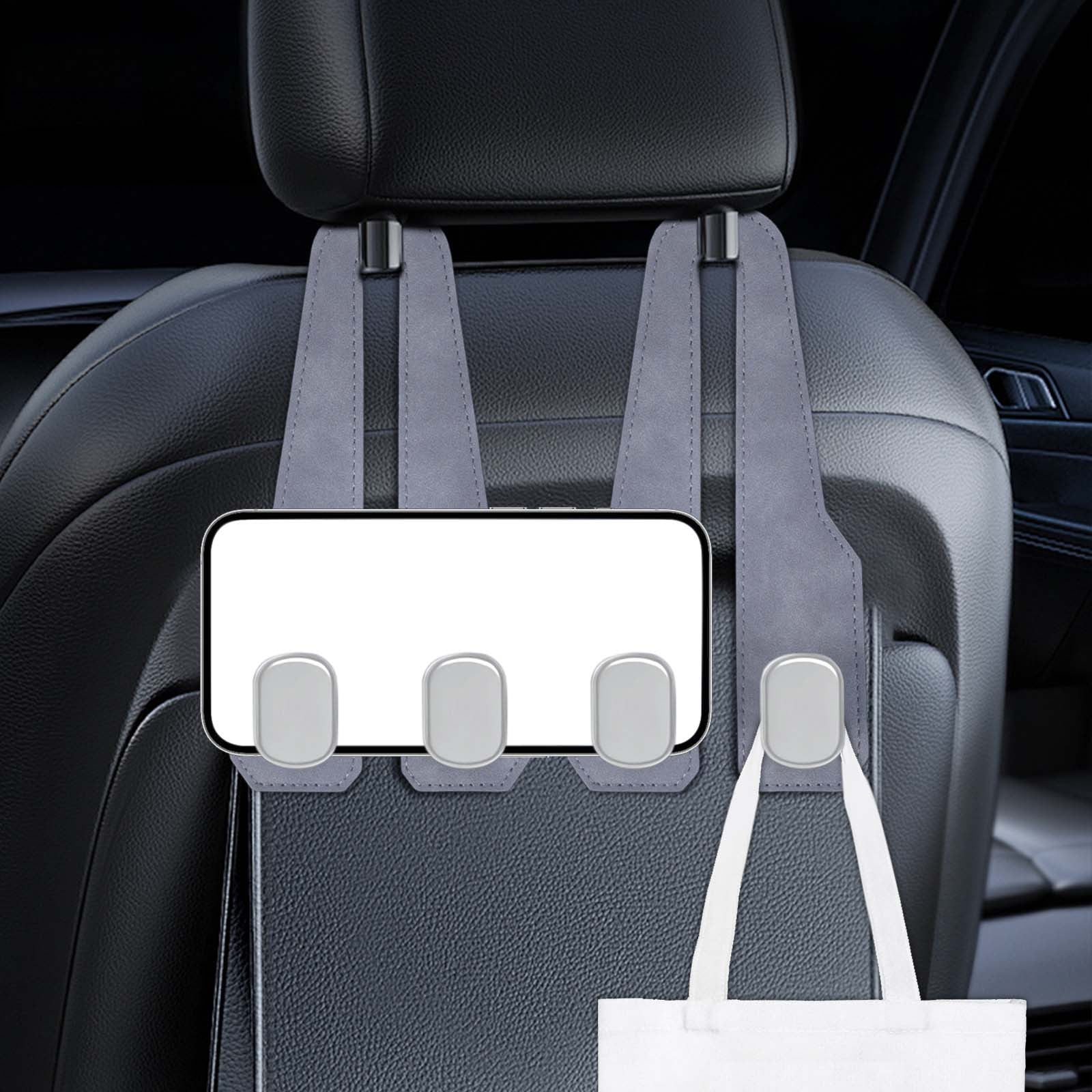 Car Rear Seat Back Double Hook | Faux Leather & Metal | Turn Over ...