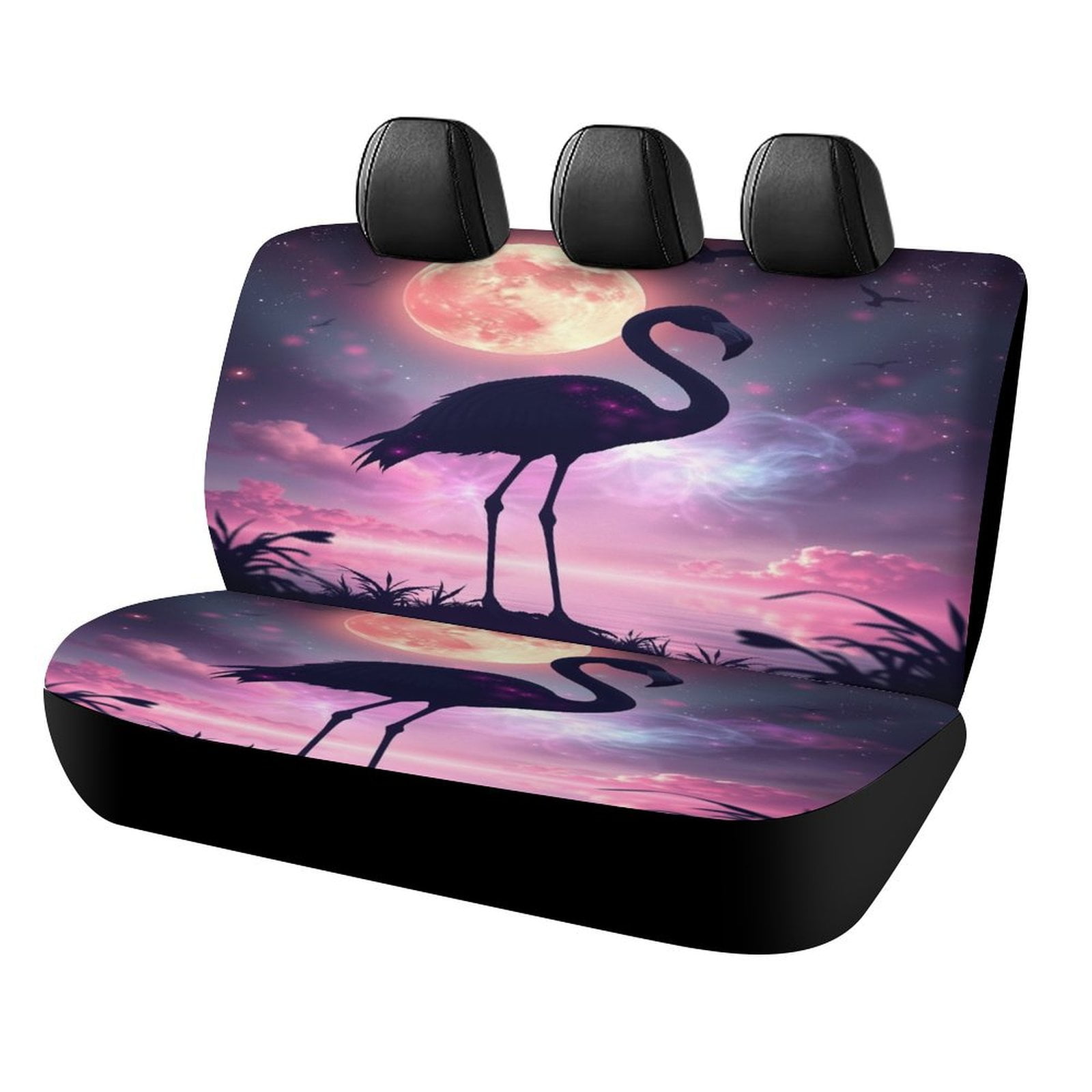 Car Rear Seat Cover Pink Flamingo Moon Night Car Decoration Universal ...