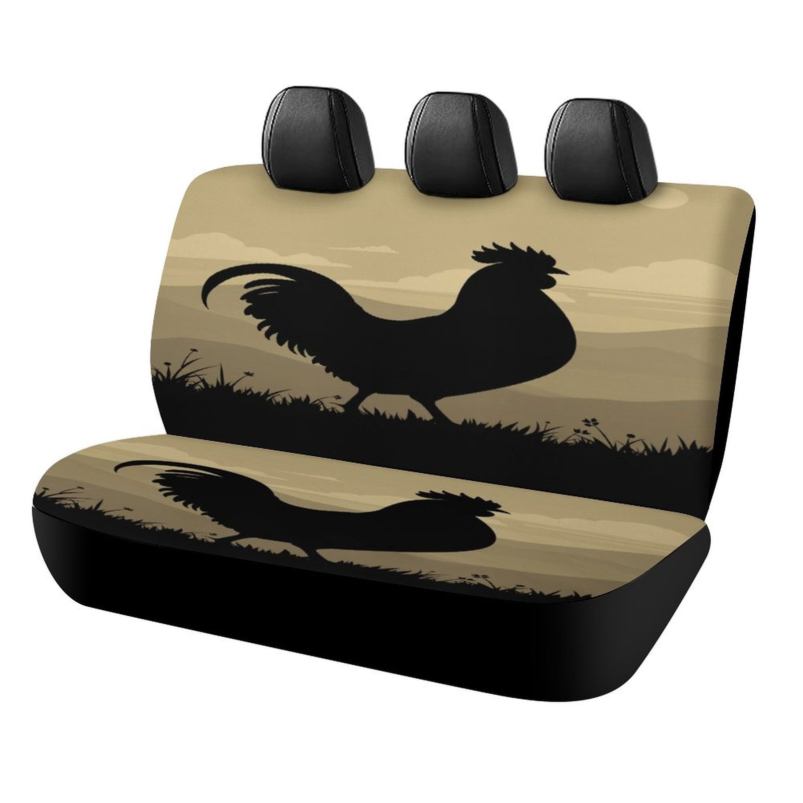 Car Rear Seat Cover Rooster Silhouette Sunset Car Decoration Universal ...