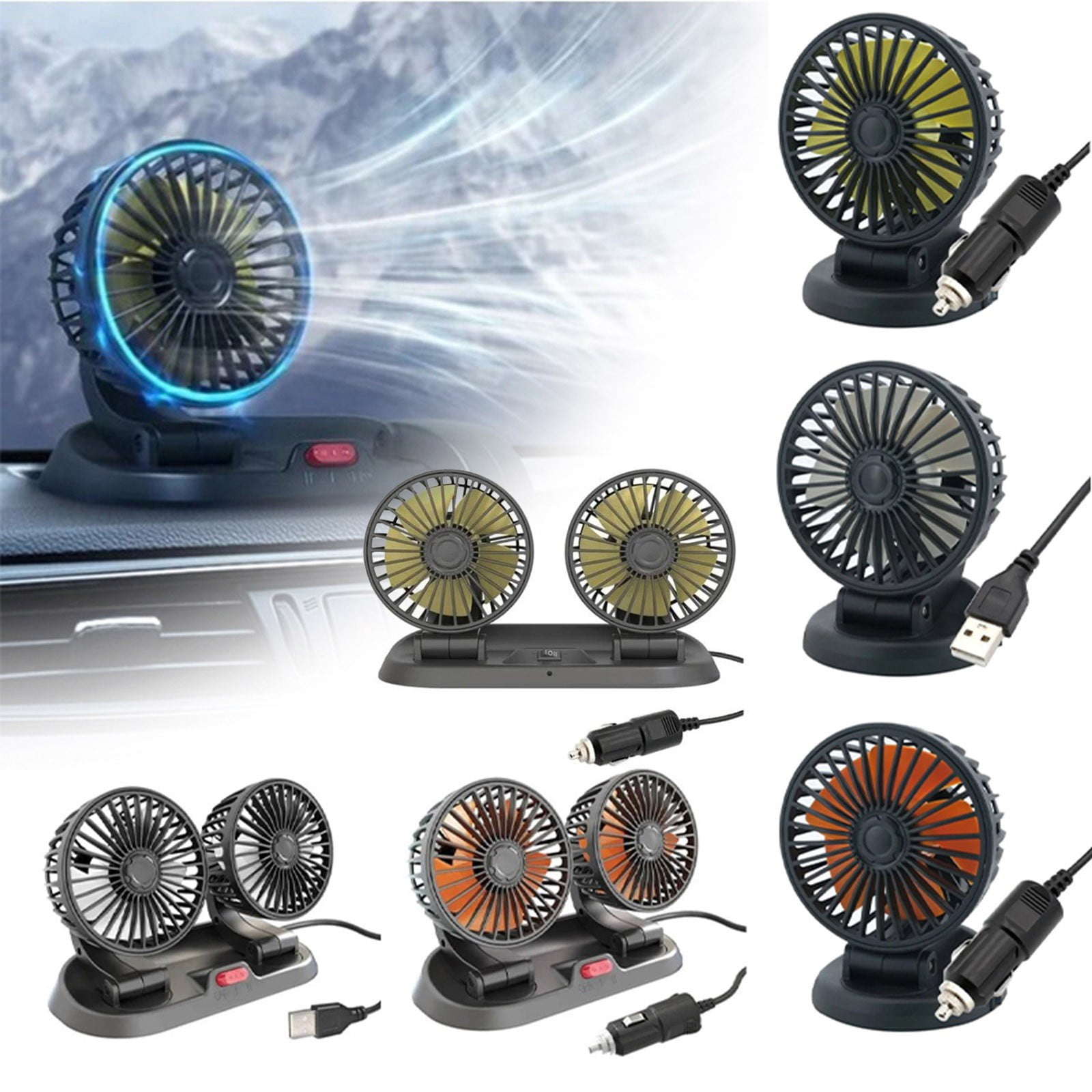 Car Rear Seat Fan with Telescopic Rod Universal 12V 24V Vehicle Air ...