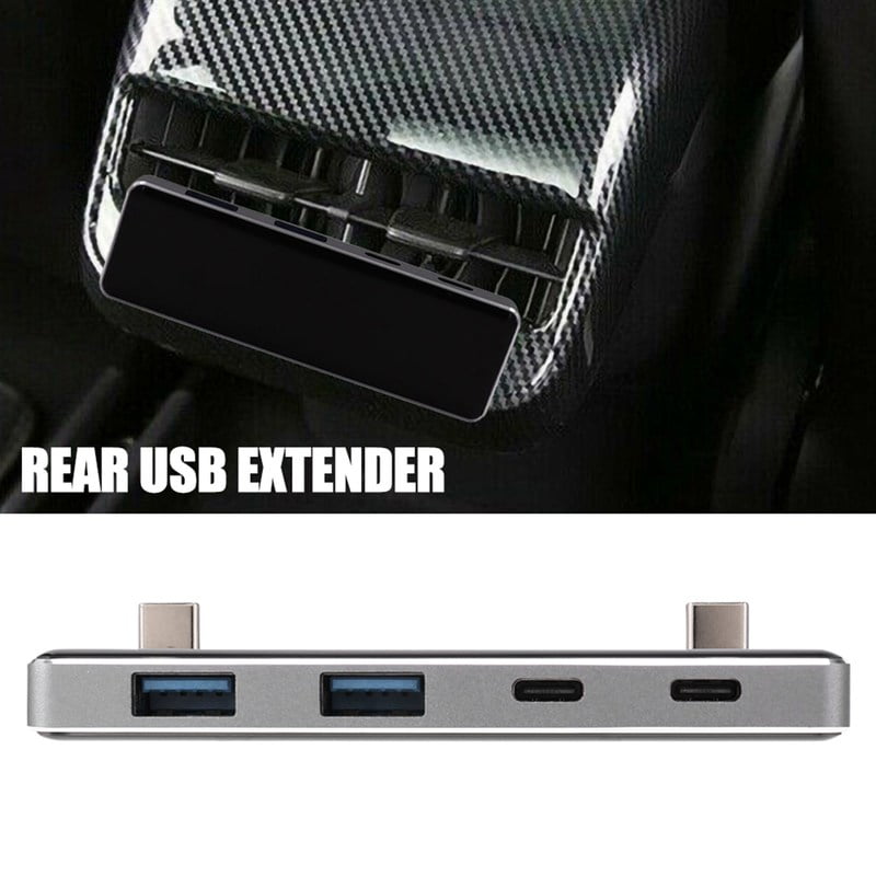 Car Rear USB Extender 5V/3A Charger 4 Ports USB Adapter Splitter ...