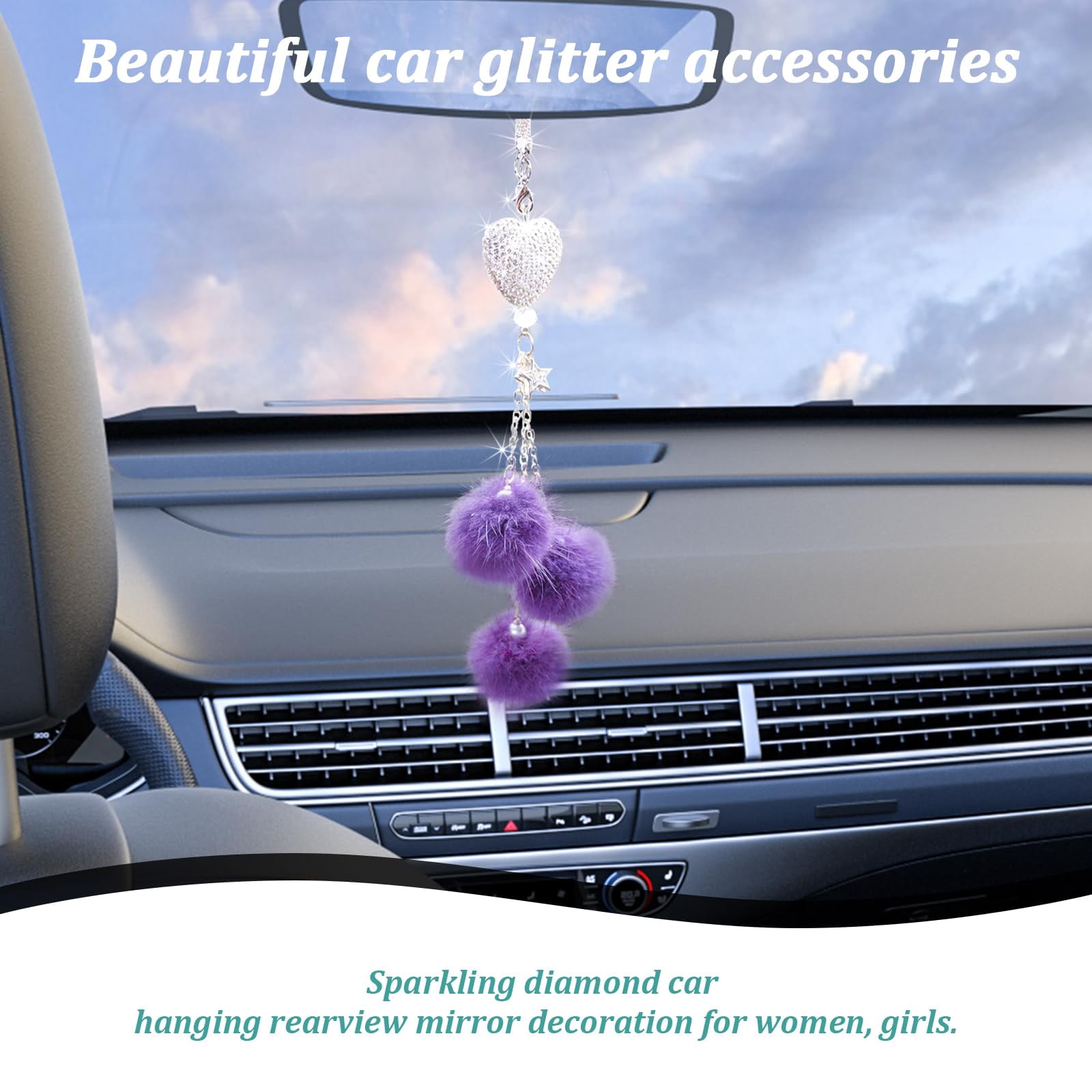 Car Rear View Mirror Pendant, Car Interior Accessories, Plush Ball ...
