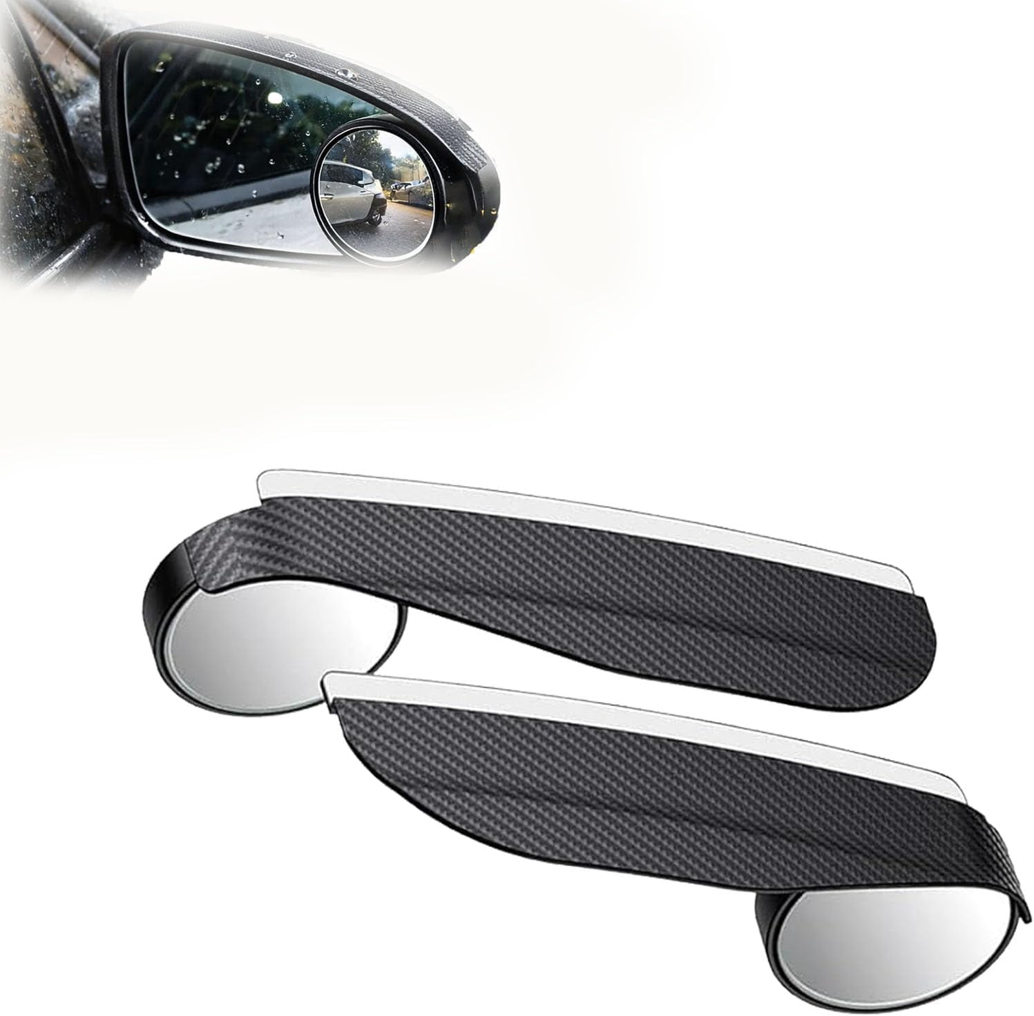 Car Rear View Mirror Small Round Mirror Rain Eyebrow,2-In-1 Blind Spot ...