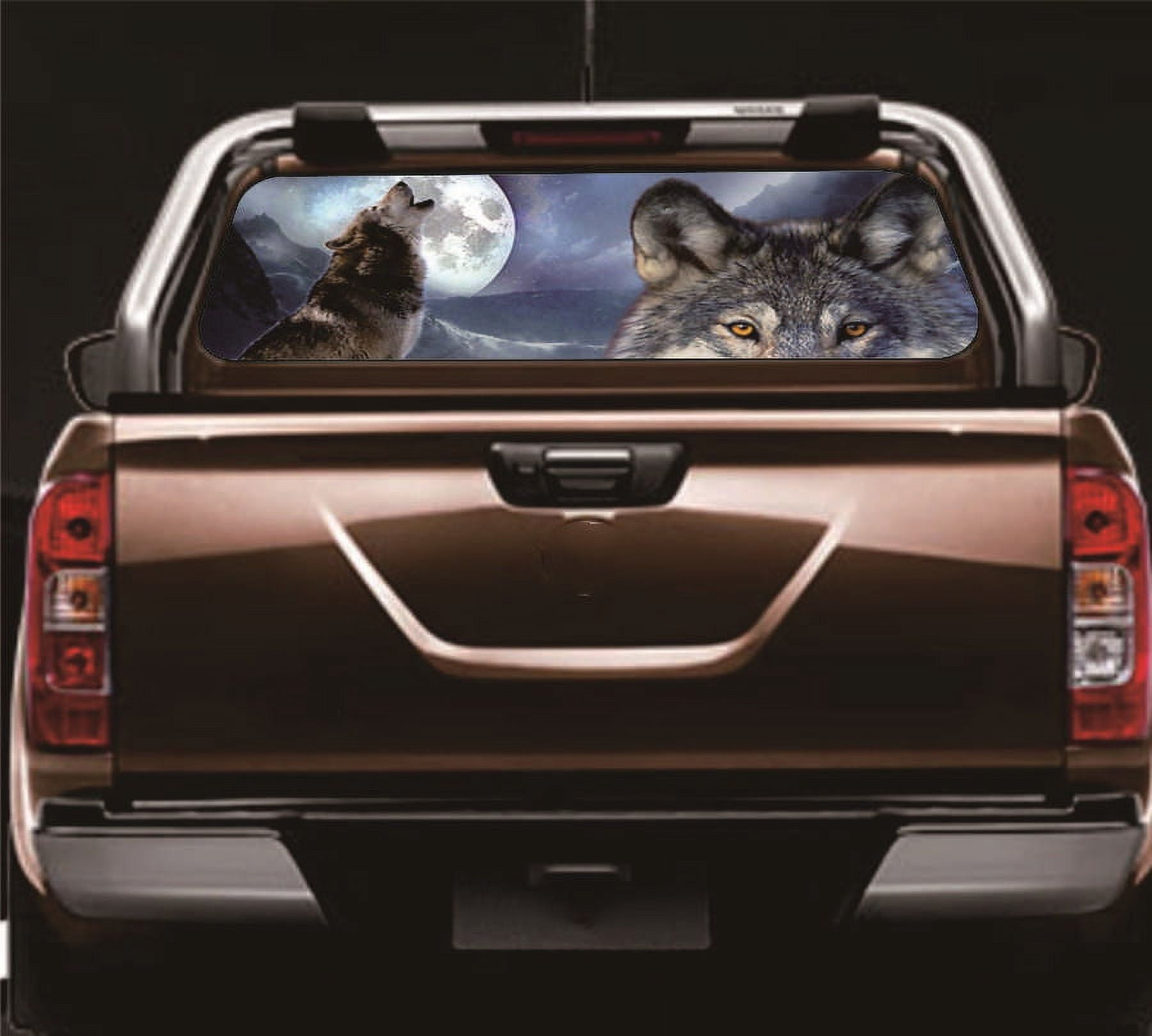 Car Rear Window Sticker Wolf & Moon Graphic Decal For SUV Truck Pickup ...