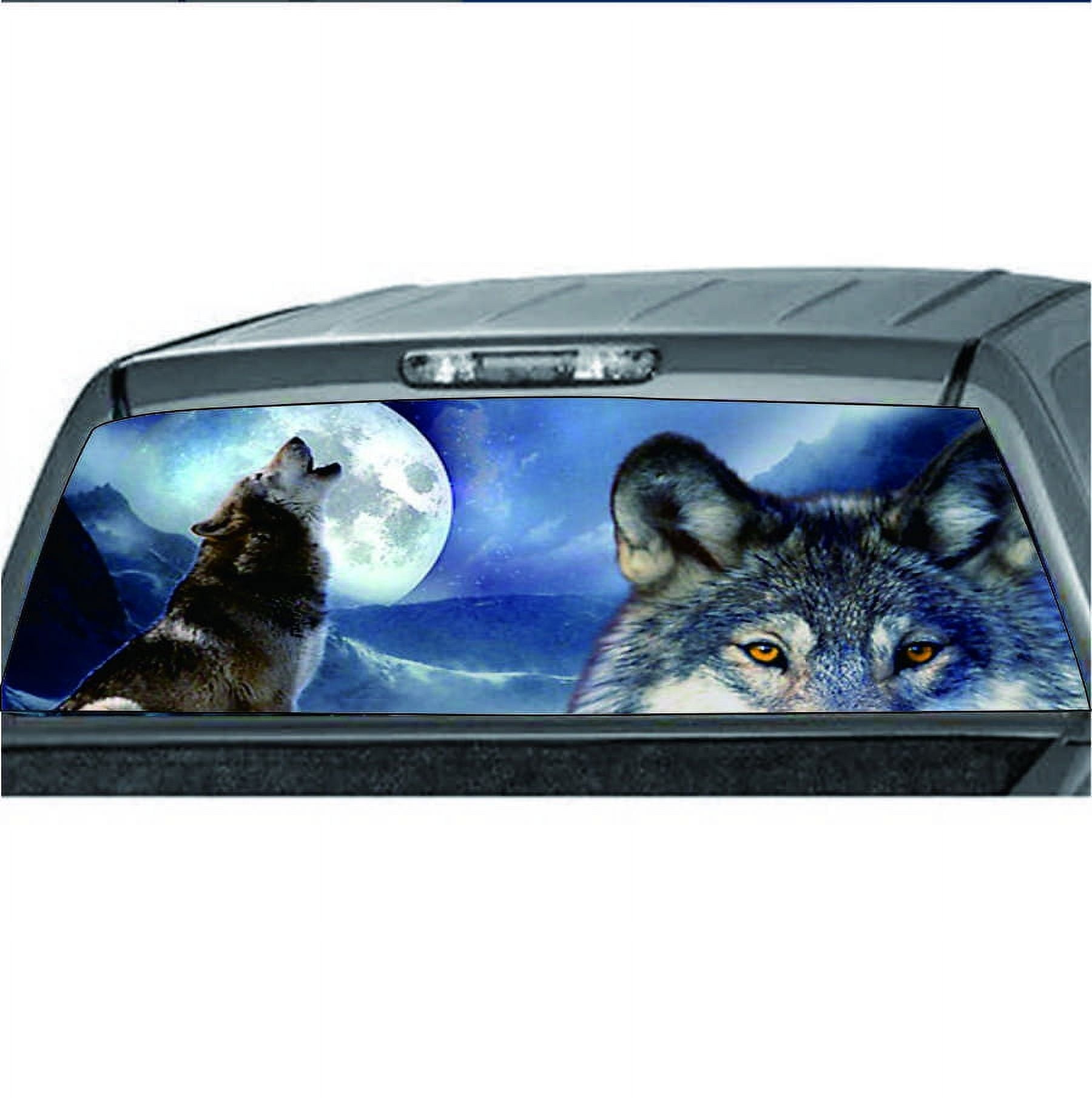 FYUU Wolf & Moon Perforated Rear Window Graphic Sticker for Truck SUV ...