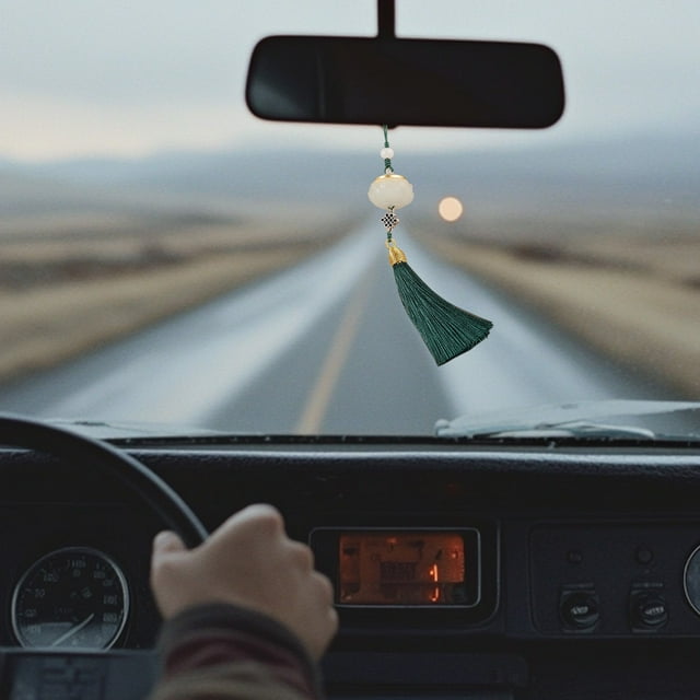 Car Rearview Mirror Pendant | White Decorative Auto Hanging Ornament ...